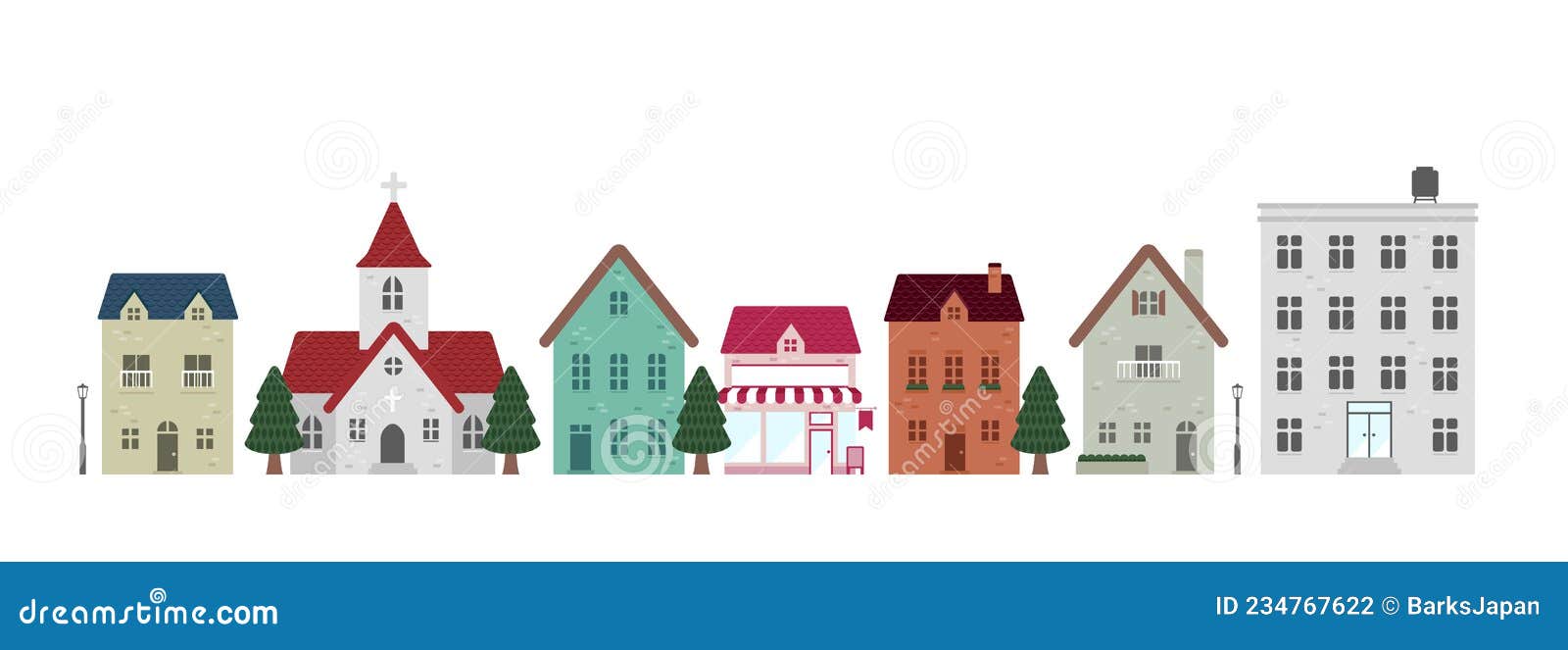 Simple Horizontal Townscape Vector Illustration Stock Vector ...