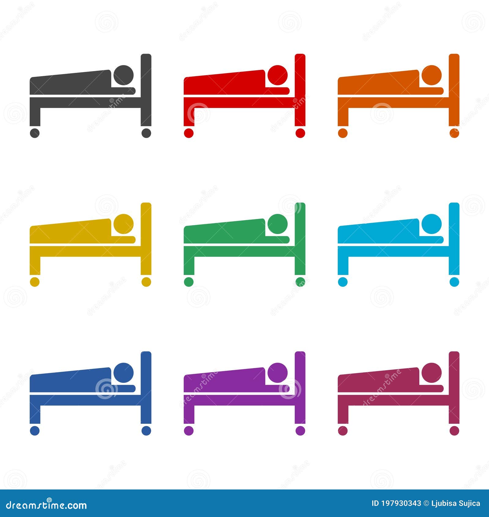 Simple Hospital Bed Icon, Color Set Stock Vector - Illustration of ...