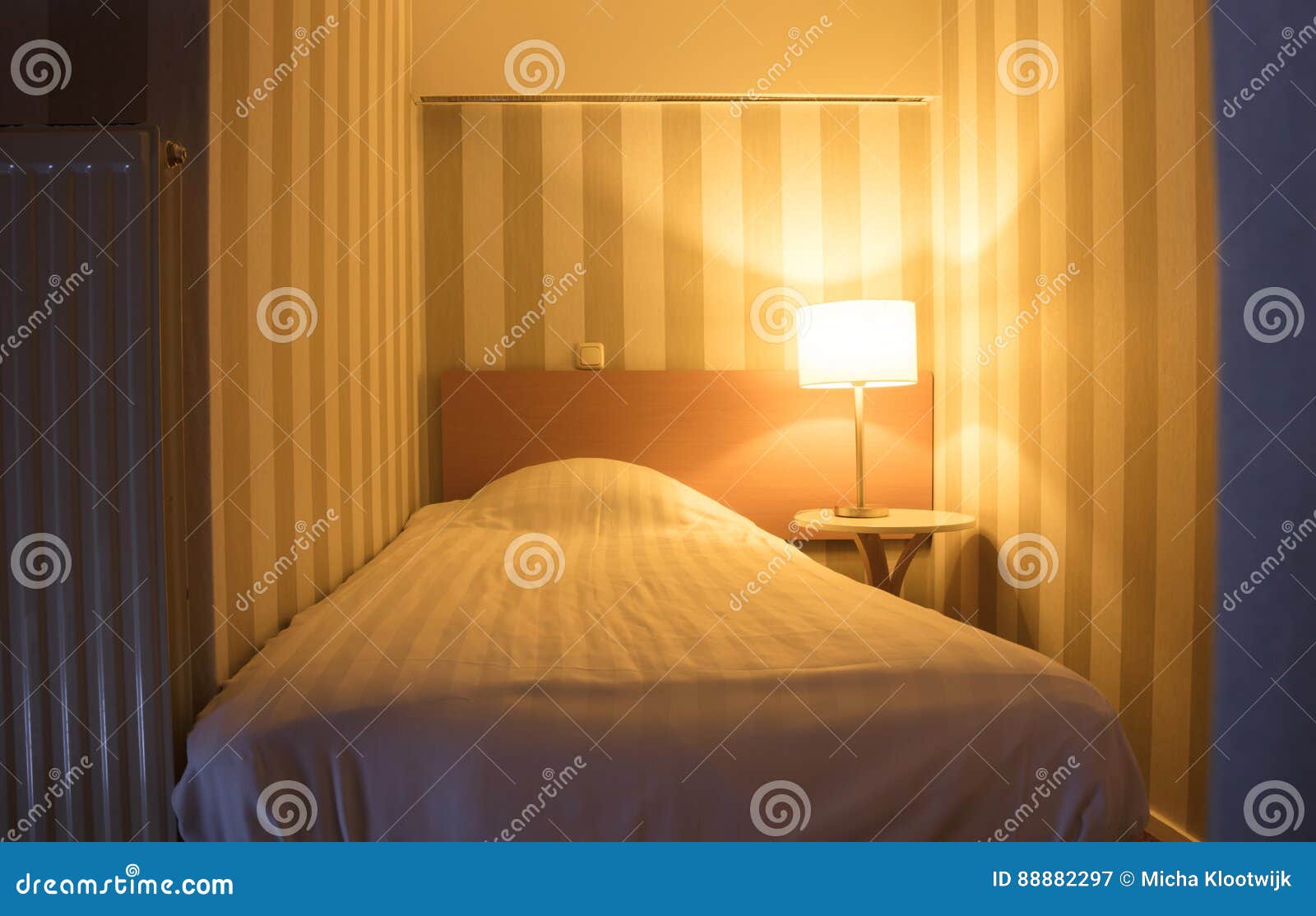 Simple Hotel Room, Single Bed Stock Image - Image of house, indoor ...
