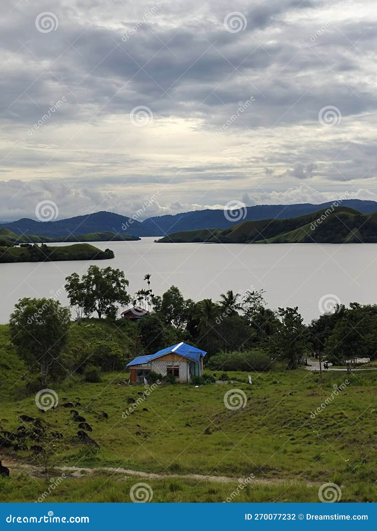 Simple House with a Beautiful View of the Lake Stock Photo - Image of ...