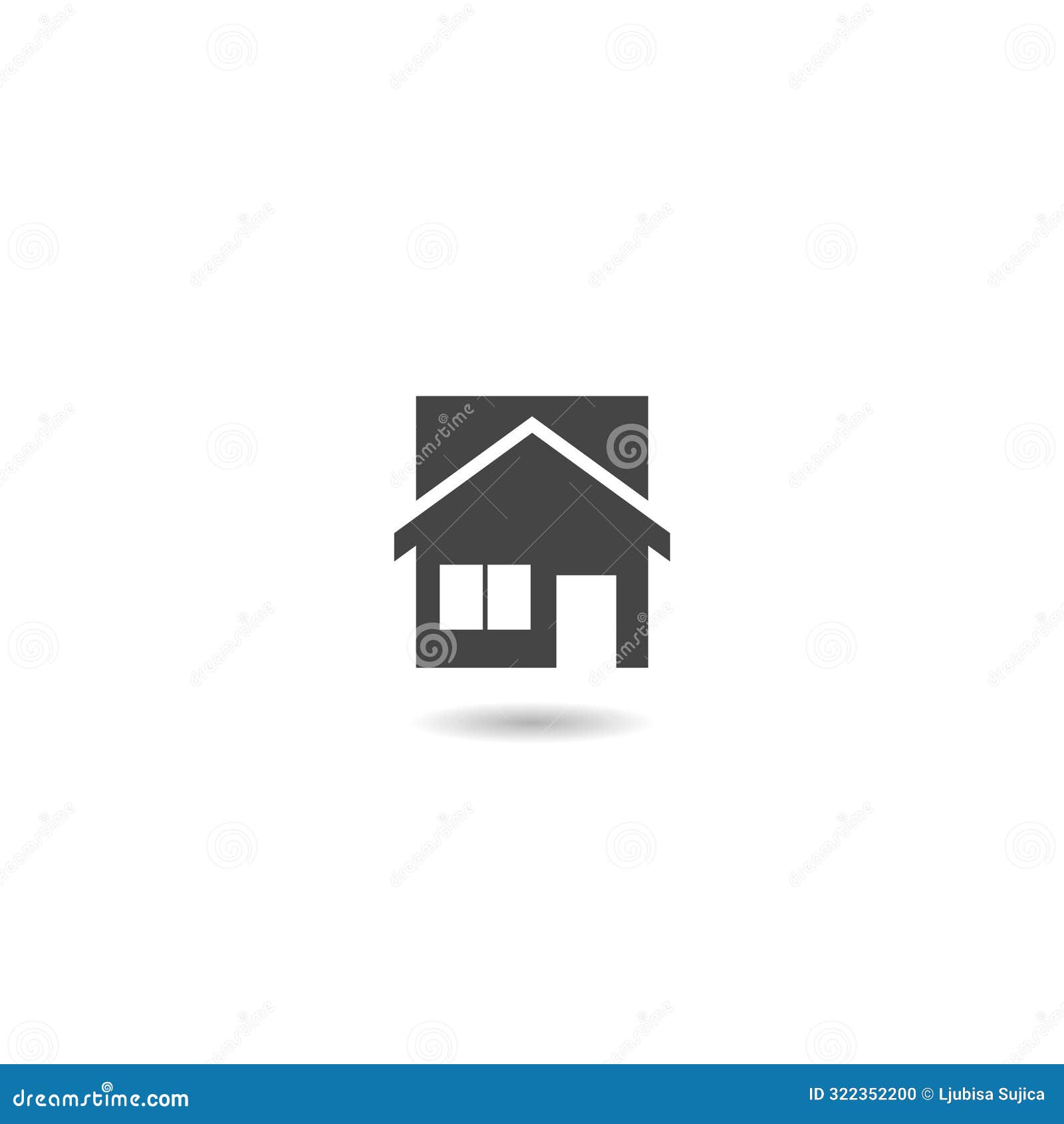 Simple House Icon Logo with Shadow Stock Vector - Illustration of ...