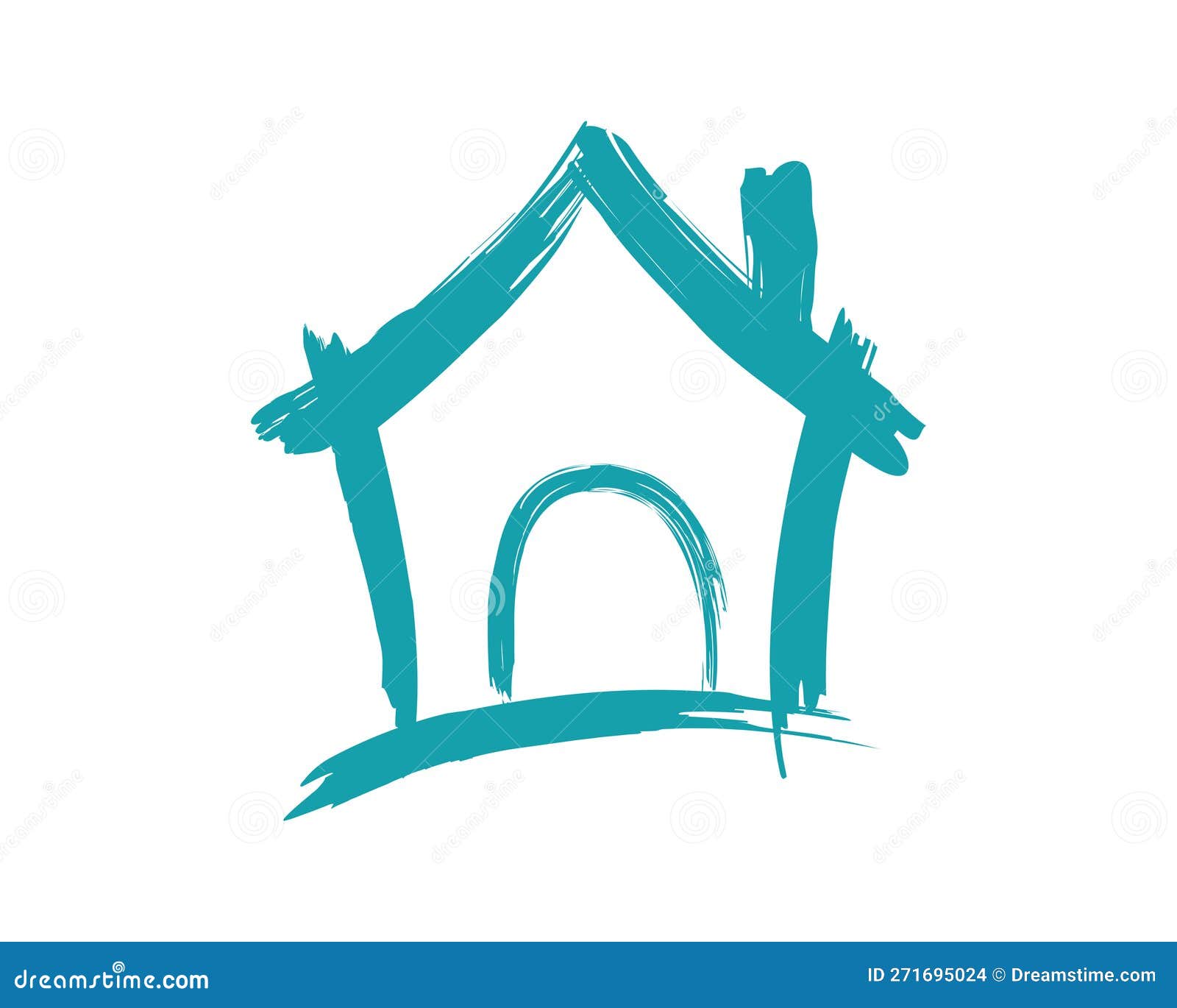 Simple House Illustration Visualized with Brush Strokes and Simple ...