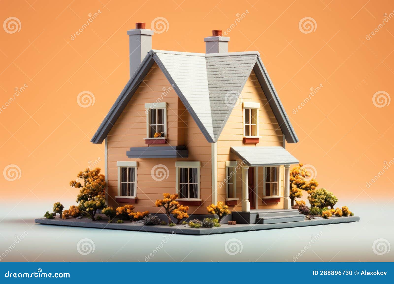 Simple House Model Isolated on Pastel Background AI Generated Stock ...