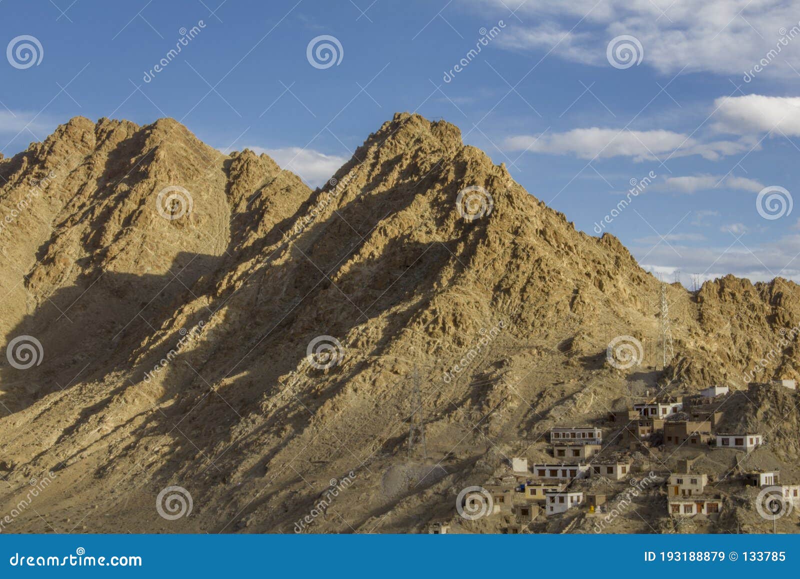 Simple Houses on the Ridge of a Sandy Mountain Stock Image - Image of ...