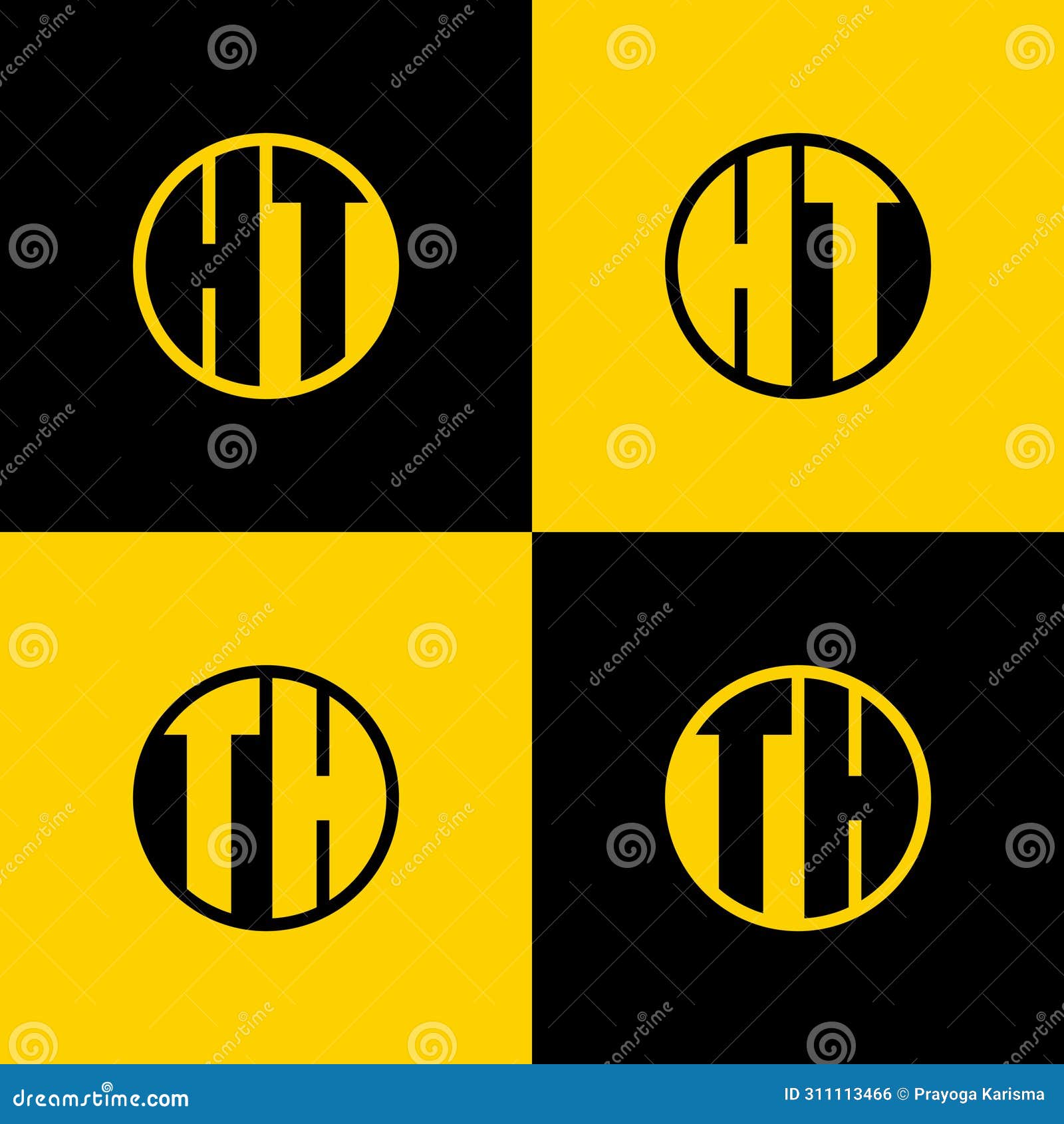 Simple HT and TH Letters Circle Logo Set, Suitable for Business with HT ...
