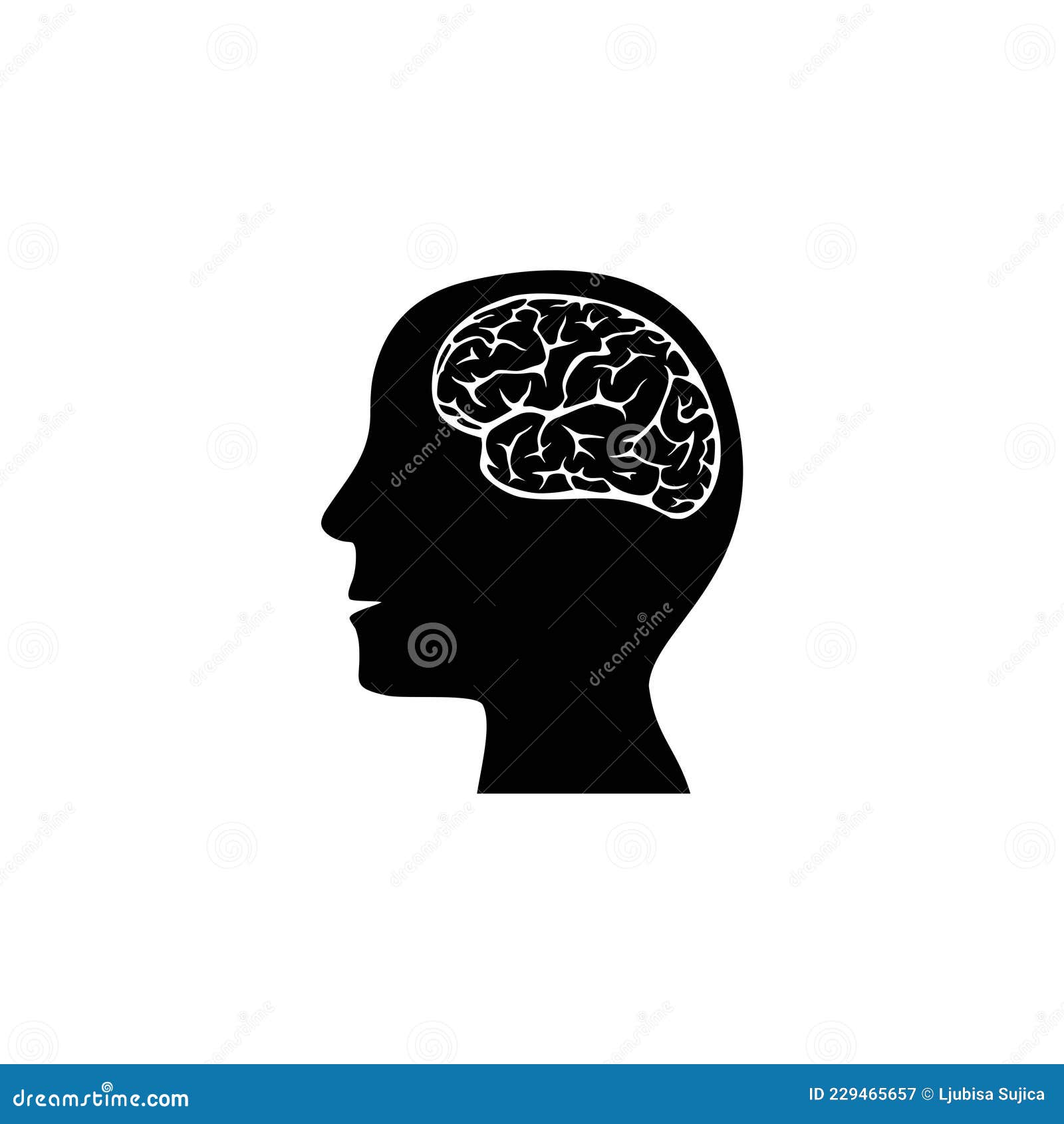 Simple Human Brain Icon Isolated on White Background Stock Vector ...