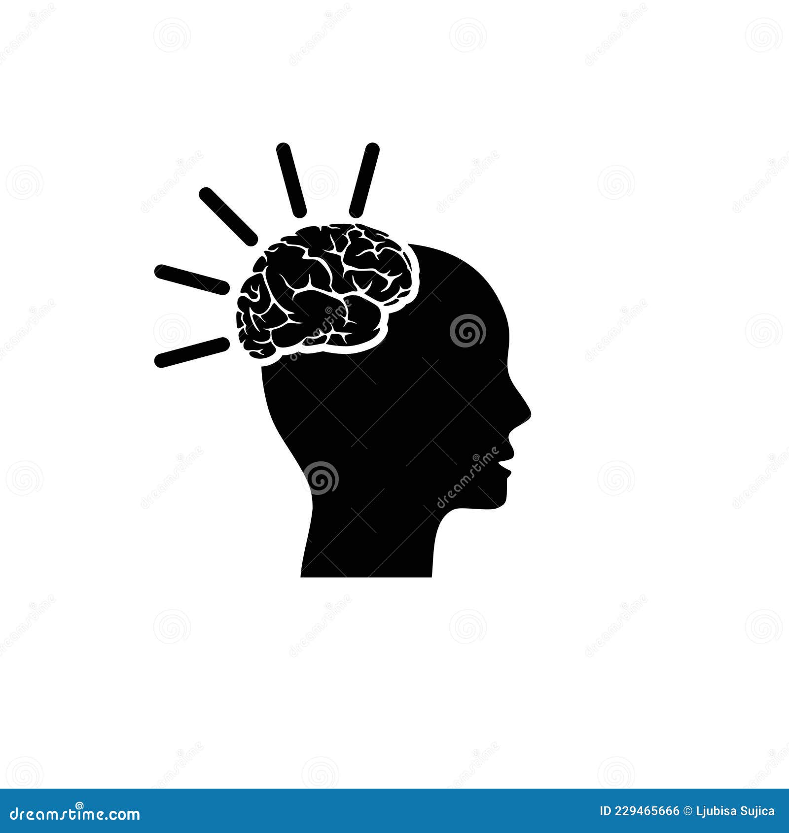 Simple Human Brain Icon Isolated on White Background Stock Vector ...