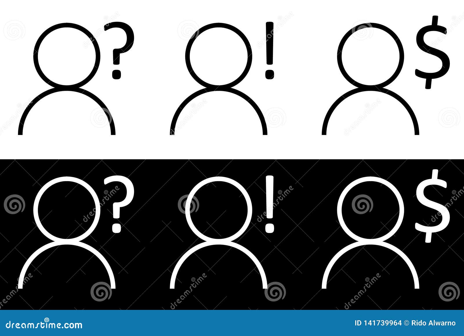 Simple Humanoid with Sign Marks Question Exlamation and Dollar Stock ...