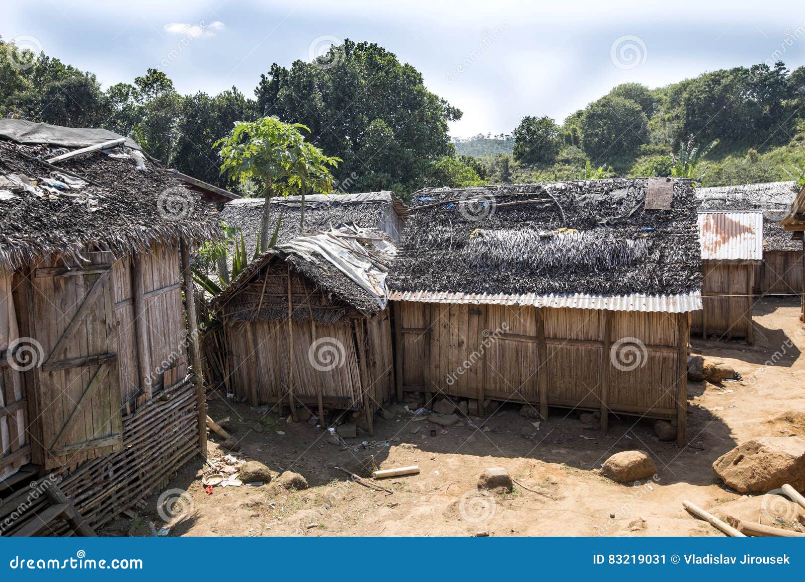 The Simple Hut on Malagasy Countryside, Madagascar Stock Image - Image ...