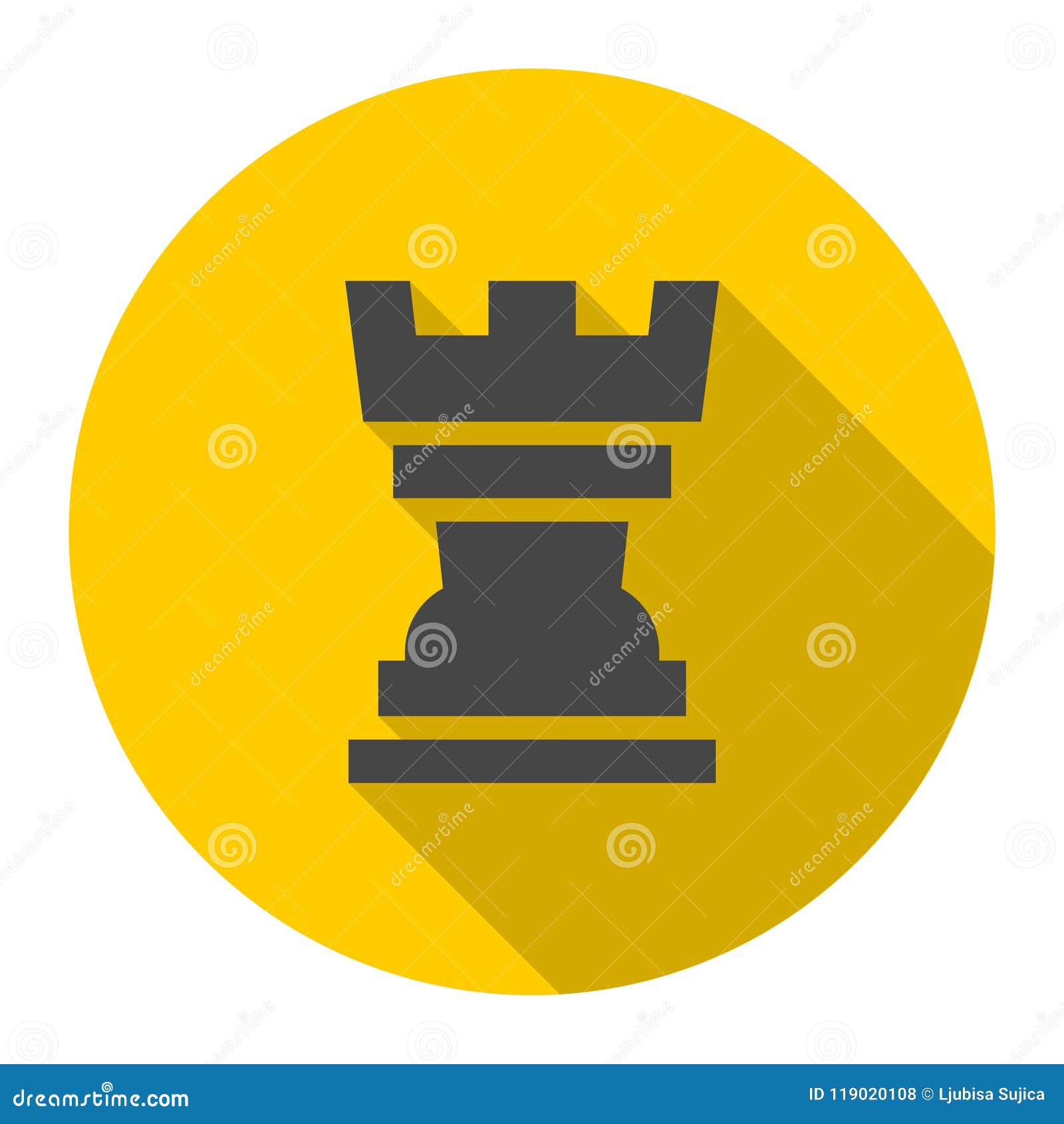 Simple Icon Chess Rook with Long Shadow Stock Vector - Illustration of ...