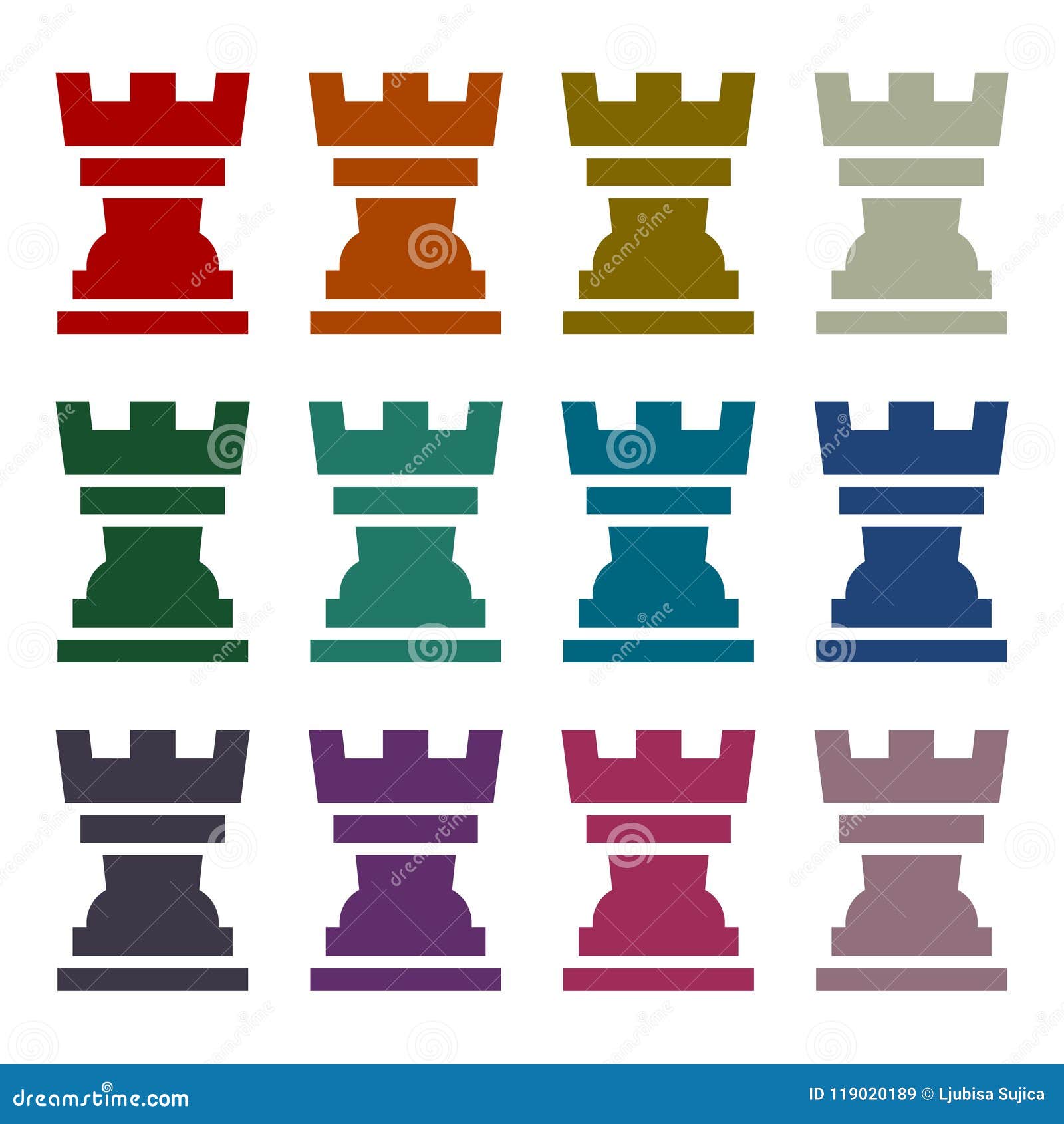 Simple icon Chess Rook set stock vector. Illustration of circle - 119020189