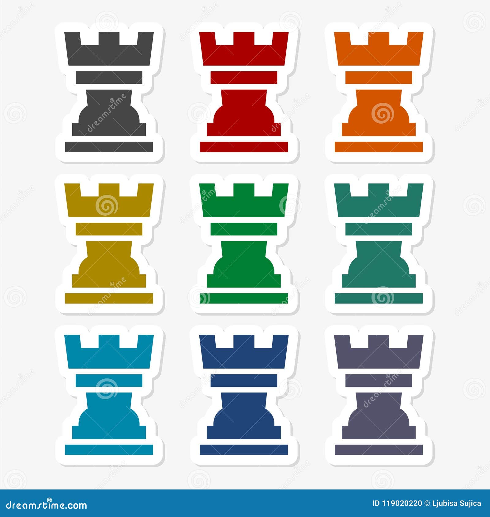 Simple Icon Chess Rook Sticker Set Stock Vector - Illustration of ready ...