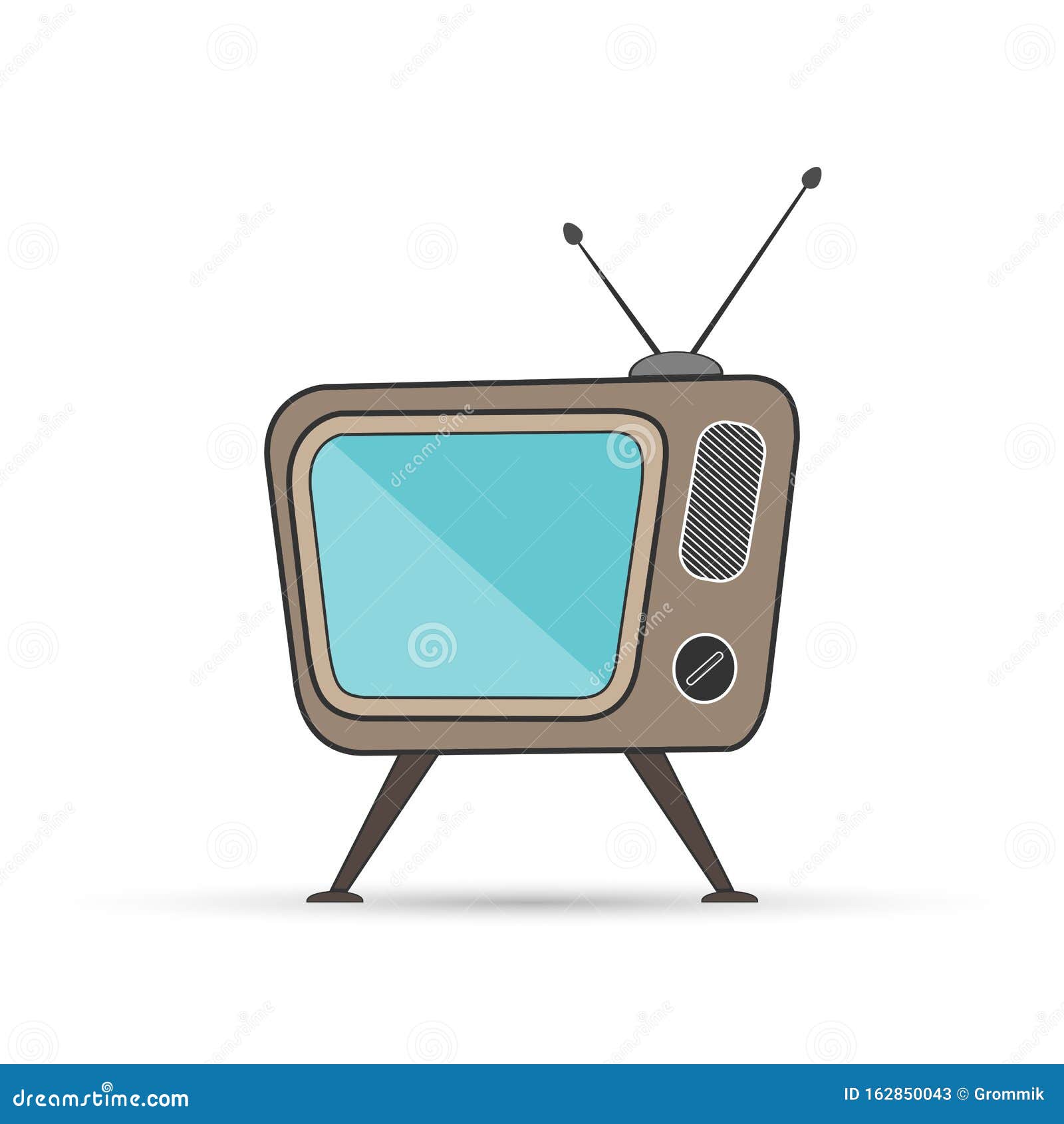 Simple Icon of a CRT TV. Flat Design Stock Vector - Illustration of ...
