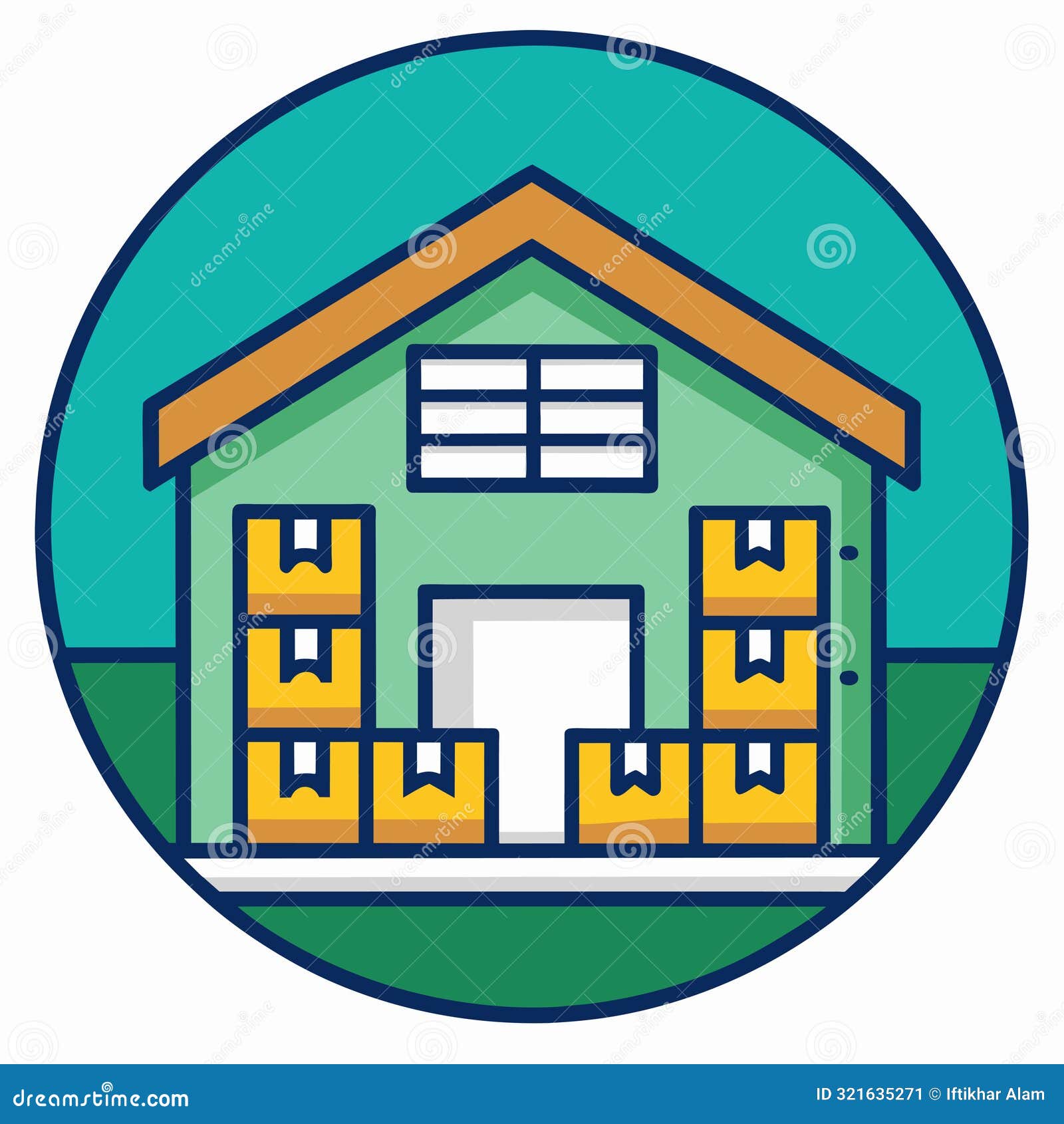 A Simple Icon Depicting a Warehouse with Boxes Stacked Inside, a Simple ...