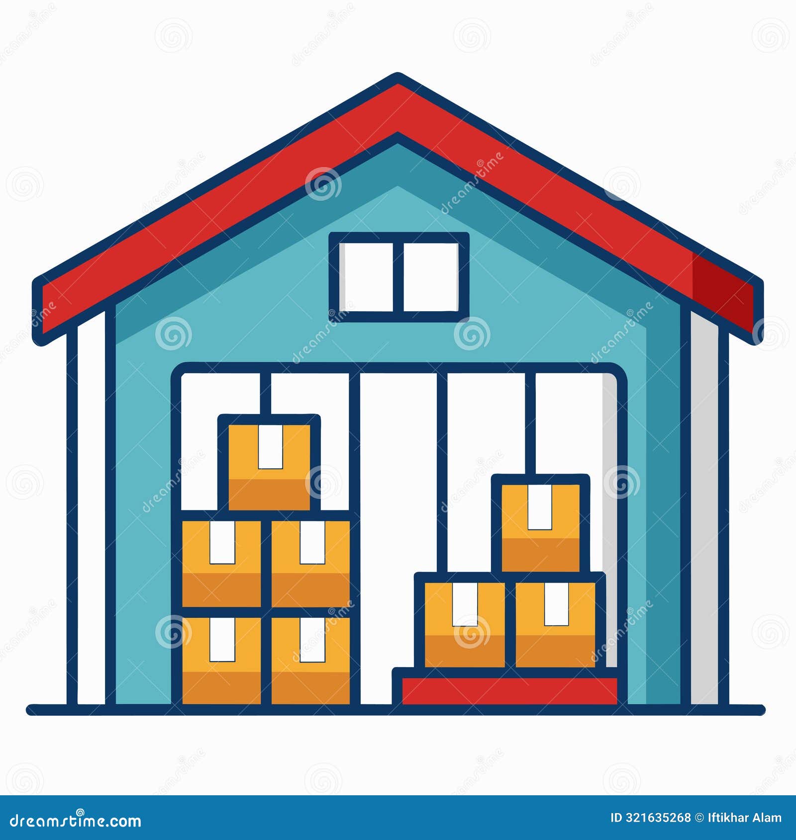 Simple Icon Depicting a Warehouse with Stacked Boxes, Representing the ...