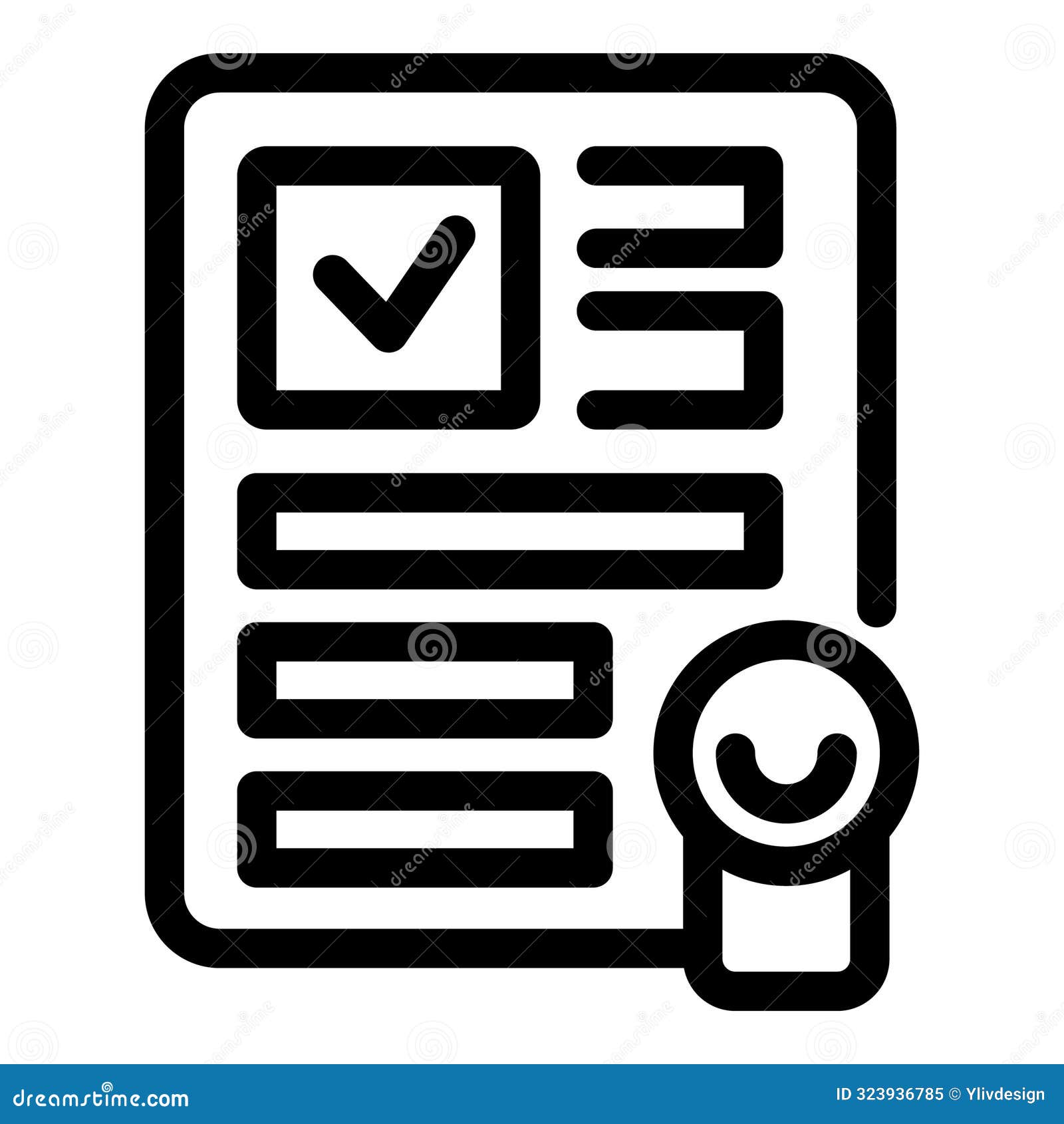 Happy Customer Putting Checkmark on Feedback Form Icon Stock ...