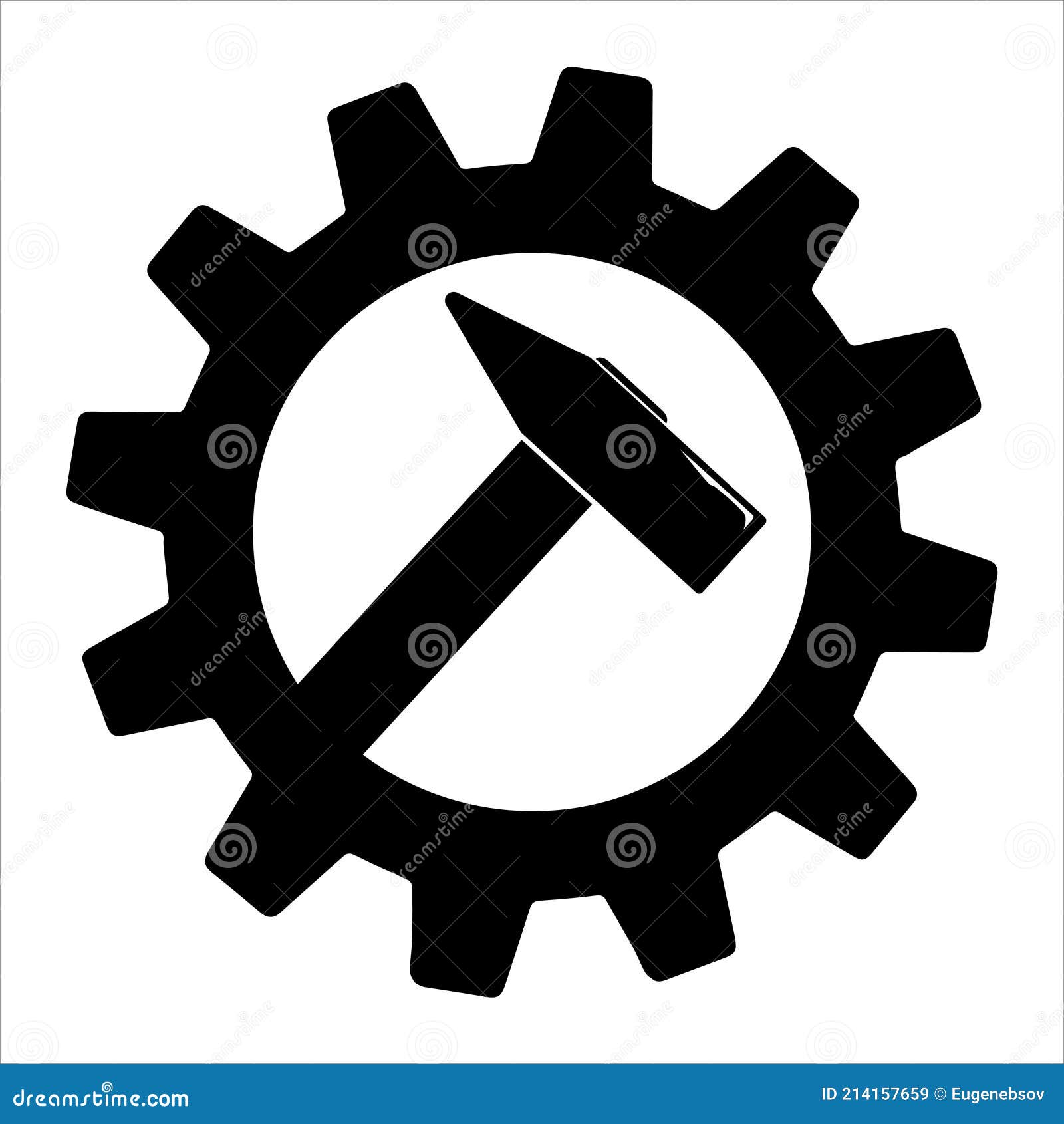 Simple Icon of Hammer on Gear for Web Stock Vector - Illustration of ...
