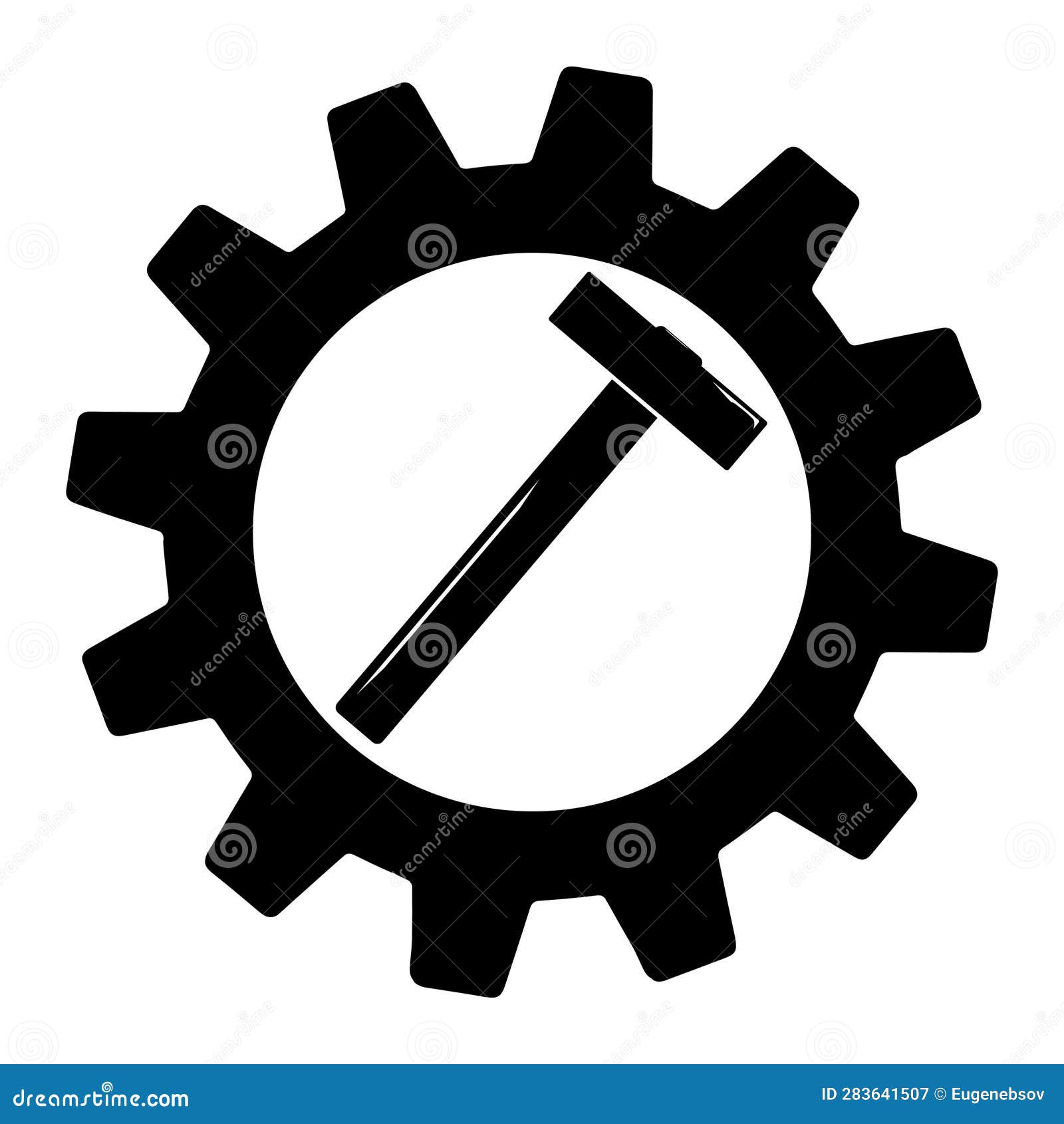 Simple Icon of Hammer on Gear for Web Stock Vector - Illustration of ...