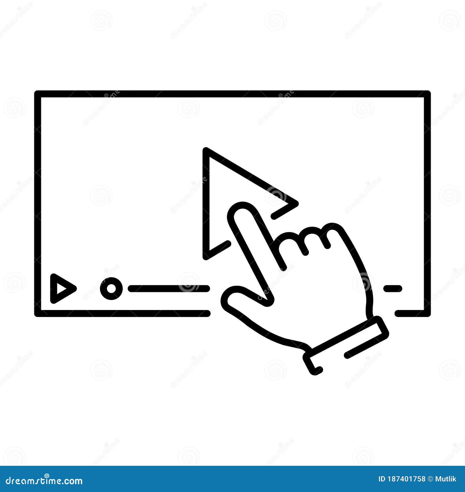 A Simple Icon with a Hand Clicking on the Play To Display the Video ...