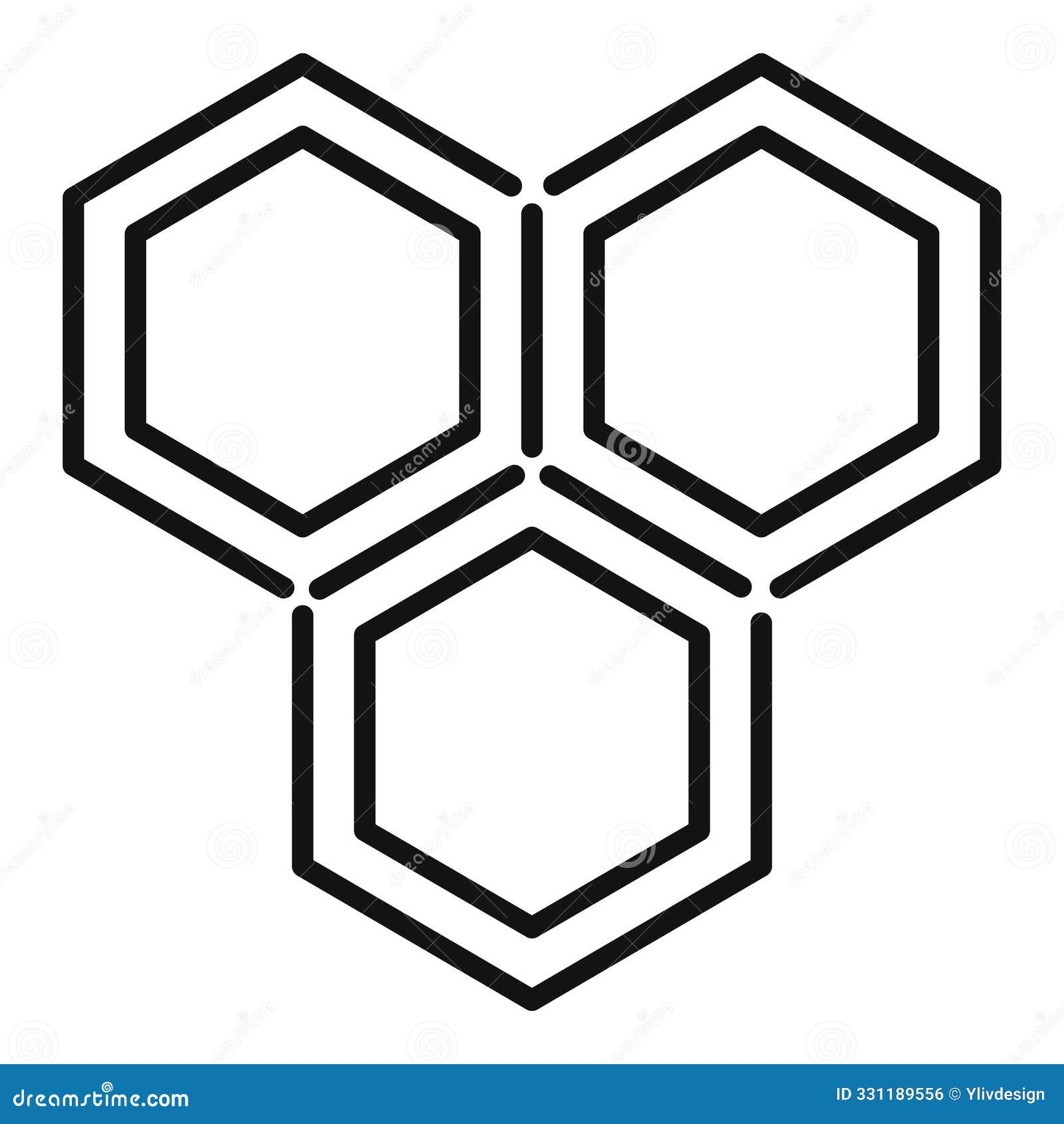 Three Linked Hexagons Forming Honeycomb Structure Icon Stock ...