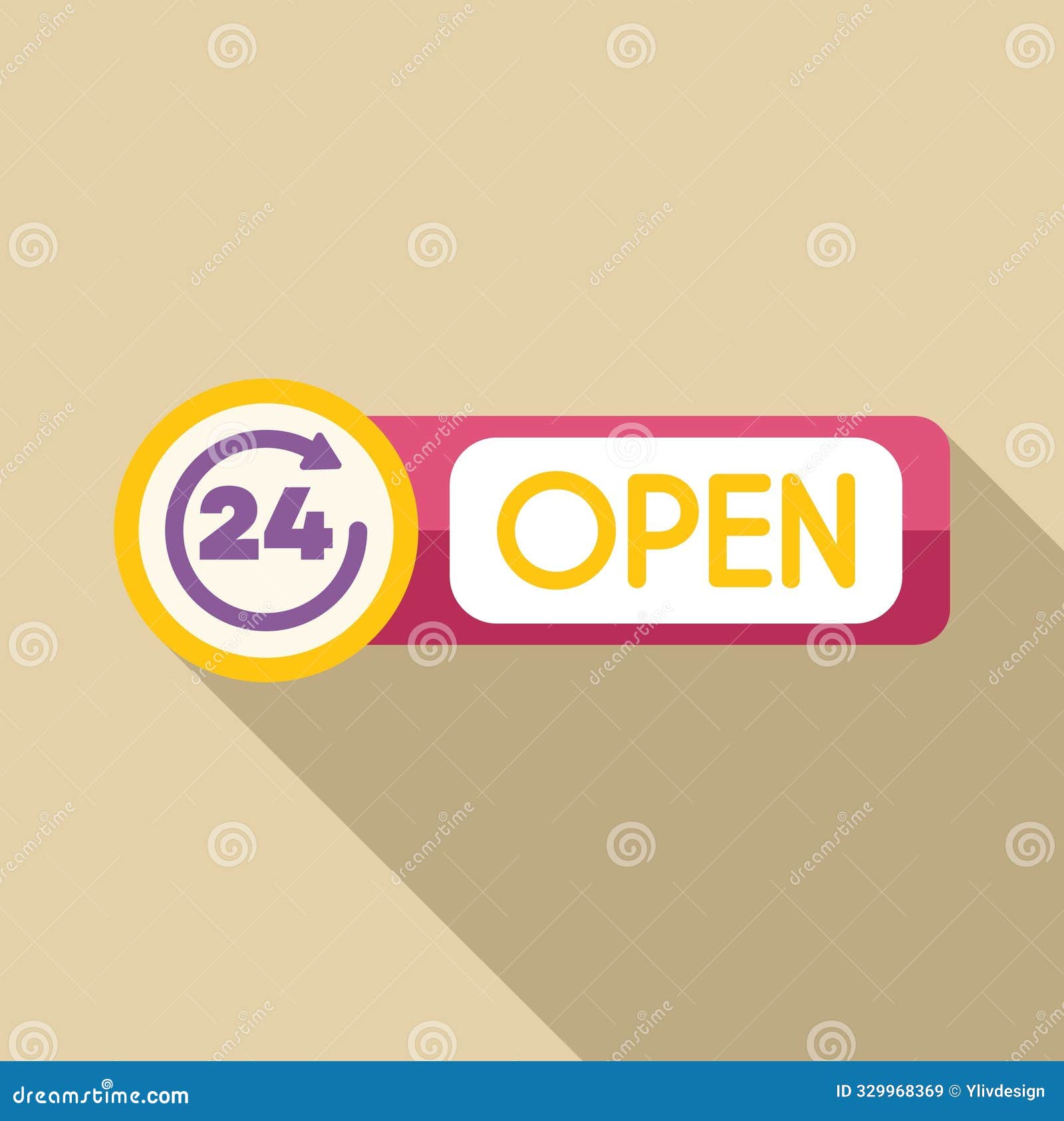 Simple Icon Indicating a Business is Open 24 Hours a Day Stock ...