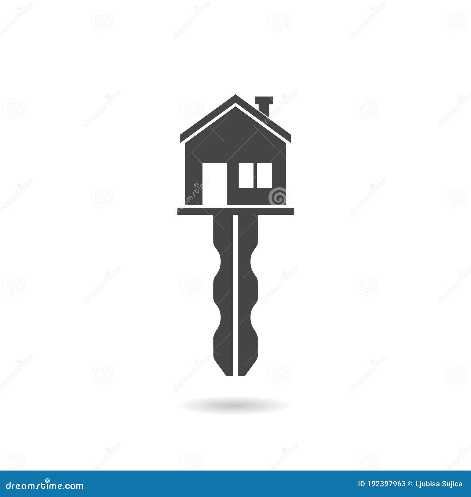 Simple Icon of Key with Shadow Stock Vector - Illustration of flat ...