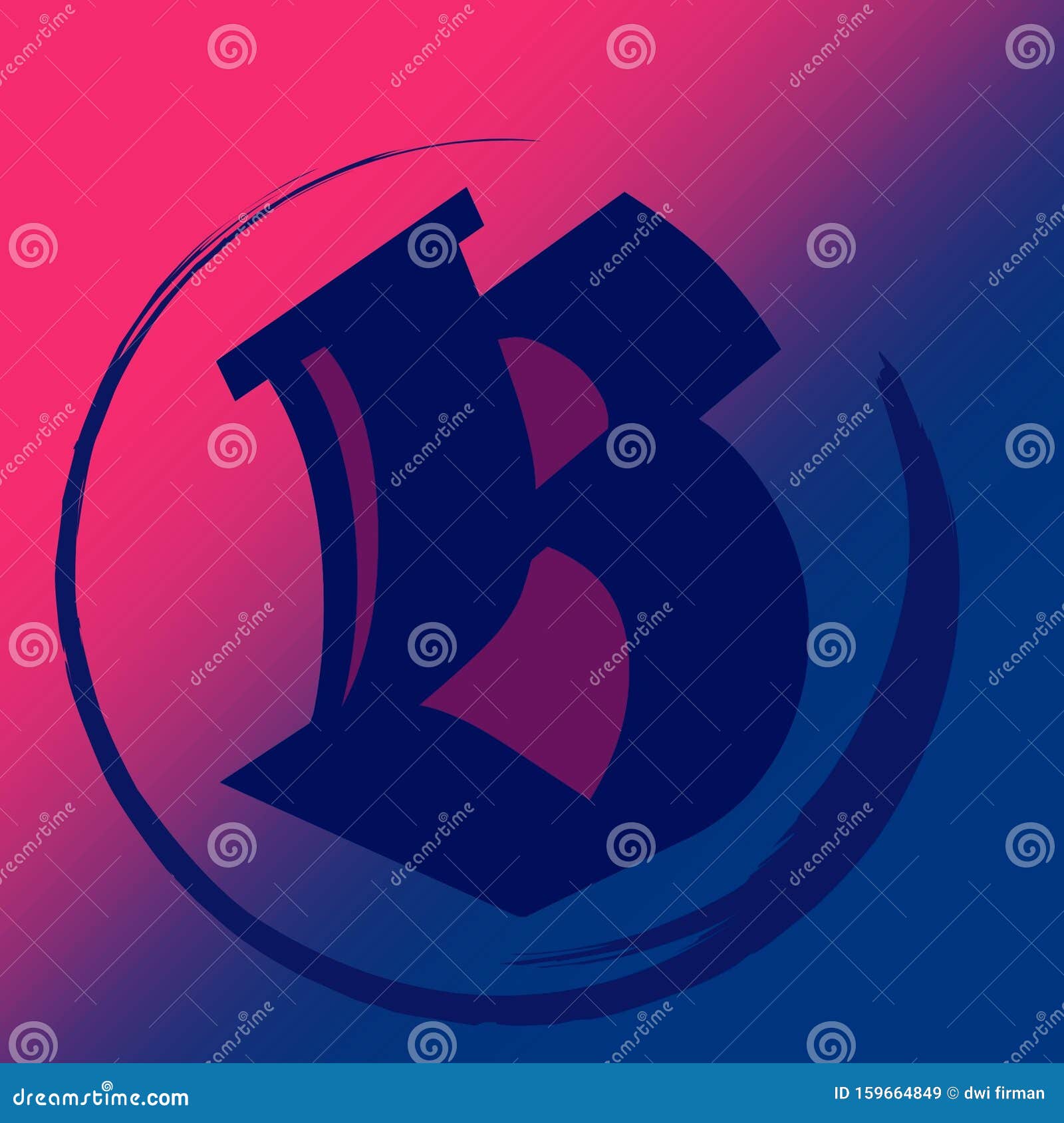 Simple Icon. Letter B on Gradient Background White Low Contras Stock ...