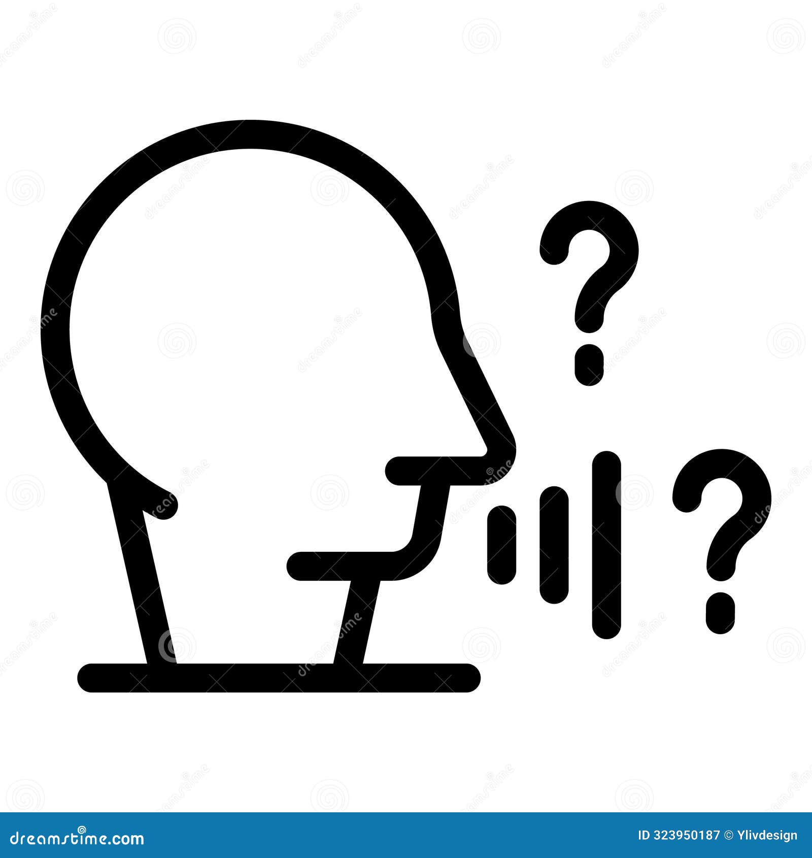 Man Speaking with Question Marks, Asking Questions Icon Stock ...