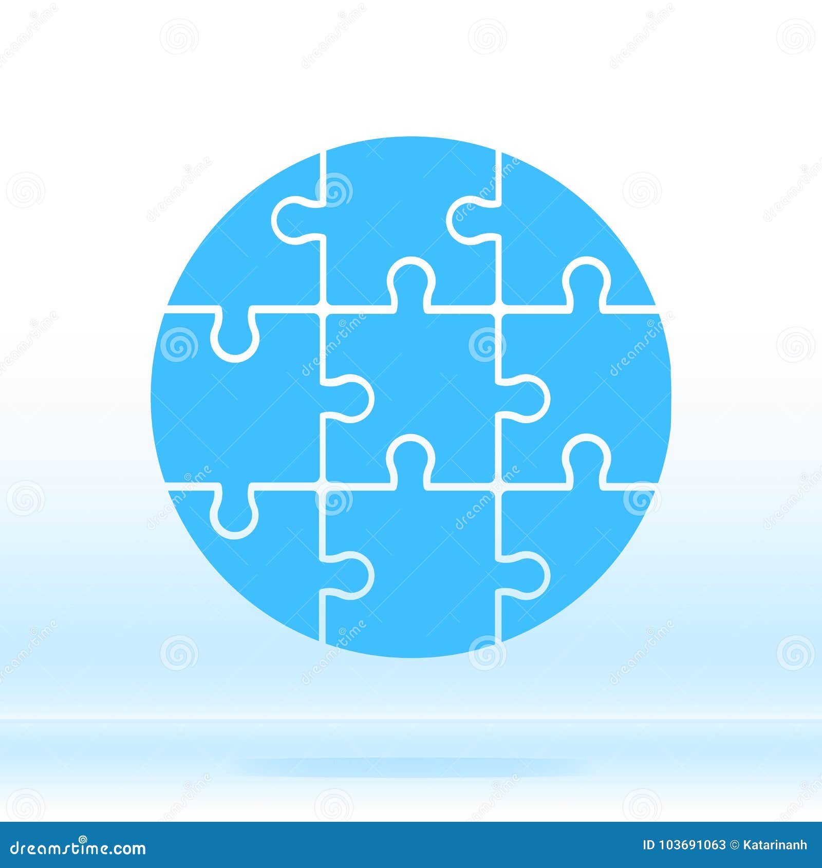 Simple Icon Puzzles in Blue. Blue Circle of Puzzle. Simple Icon Puzzle ...