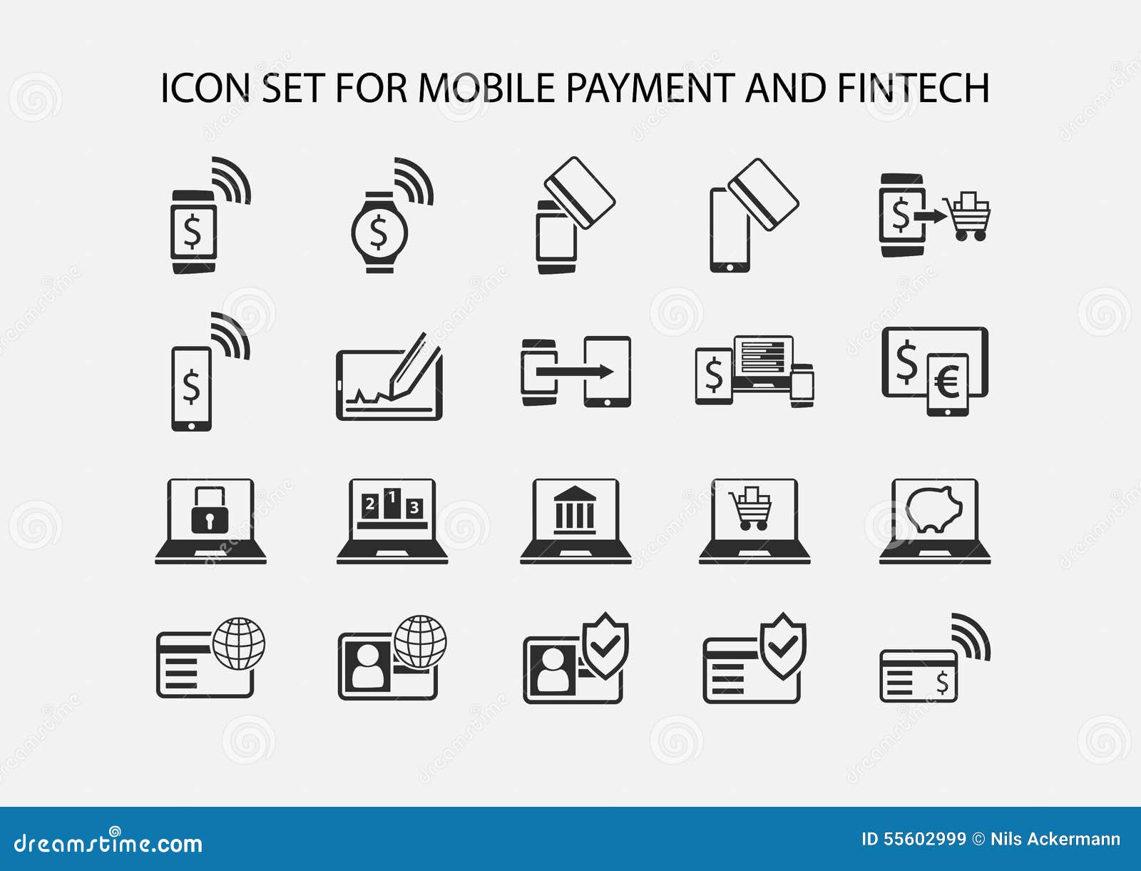 Simple Icon Set for Mobile Payment and Electronic Payment. Stock Vector ...