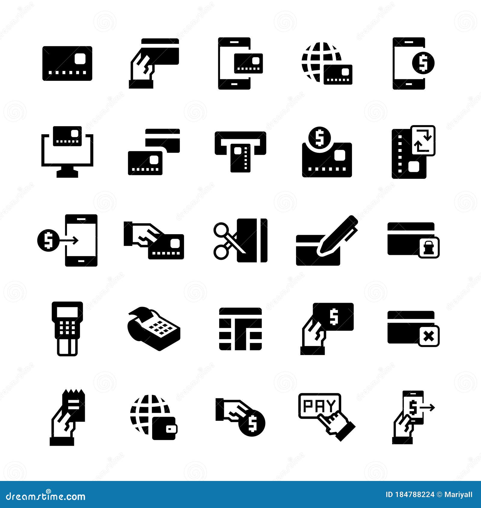Simple Icon Set of Pay Items in Flat Style. Vector Symbols Stock Vector ...