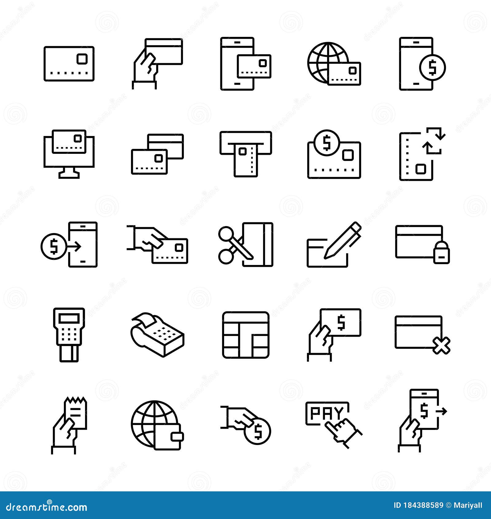 Simple Icon Set of Pay Items in Line Style. Vector Symbols Stock Vector ...