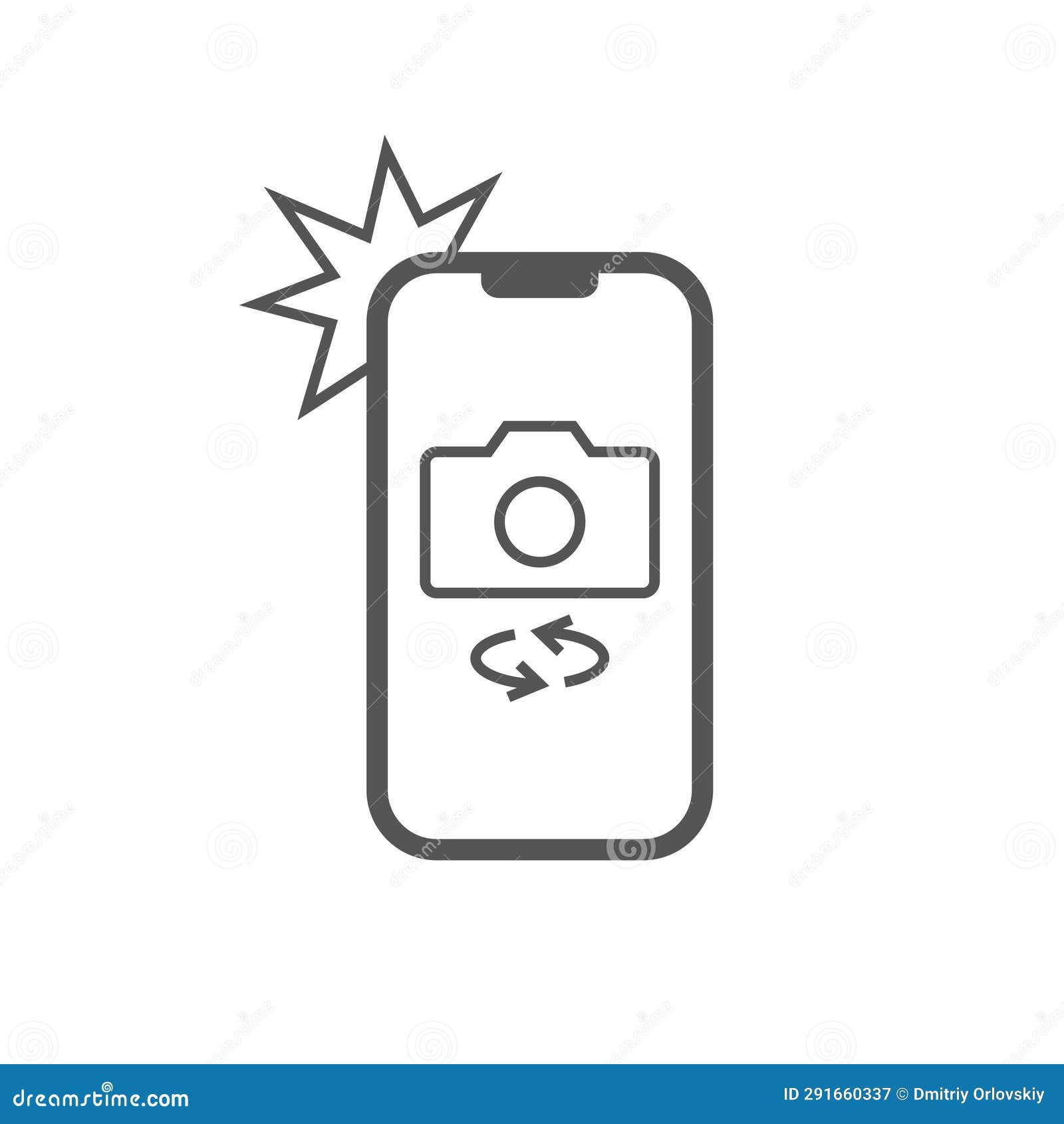 Simple Icon Smartphone with Camera and Flash. Modern Phone with Photo ...