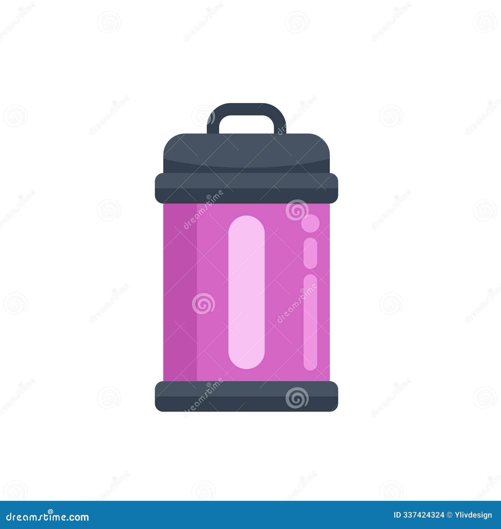 Tall Pink Trash Can with Handle Keeping Waste Inside Stock Illustration ...