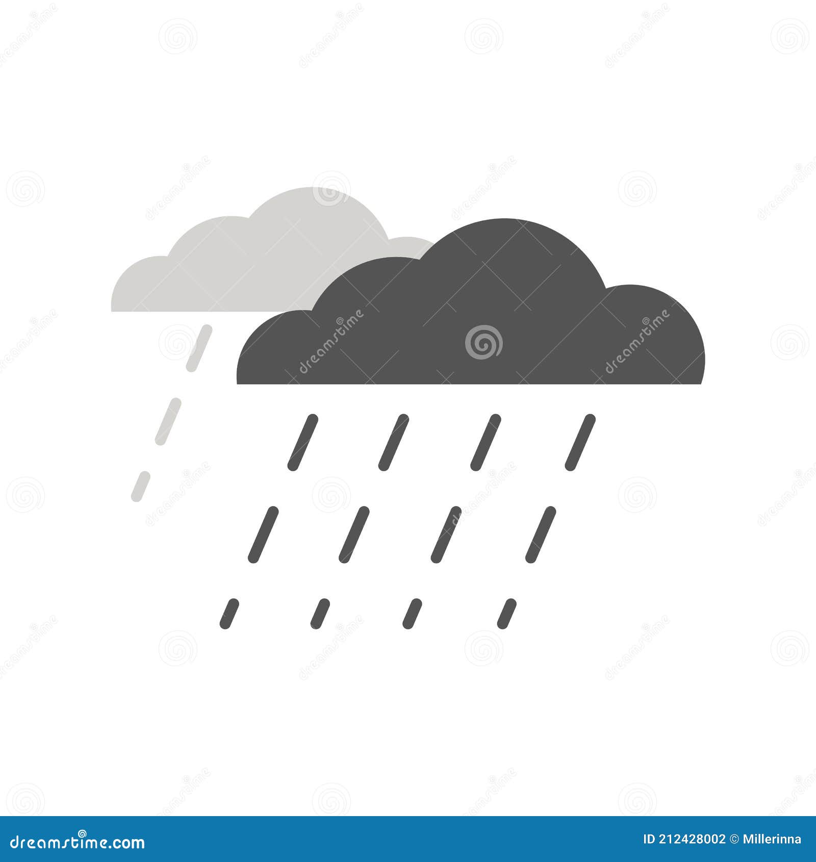 Simple Icon of Wet and Rainy Weather with Drops Falling from Cloud ...