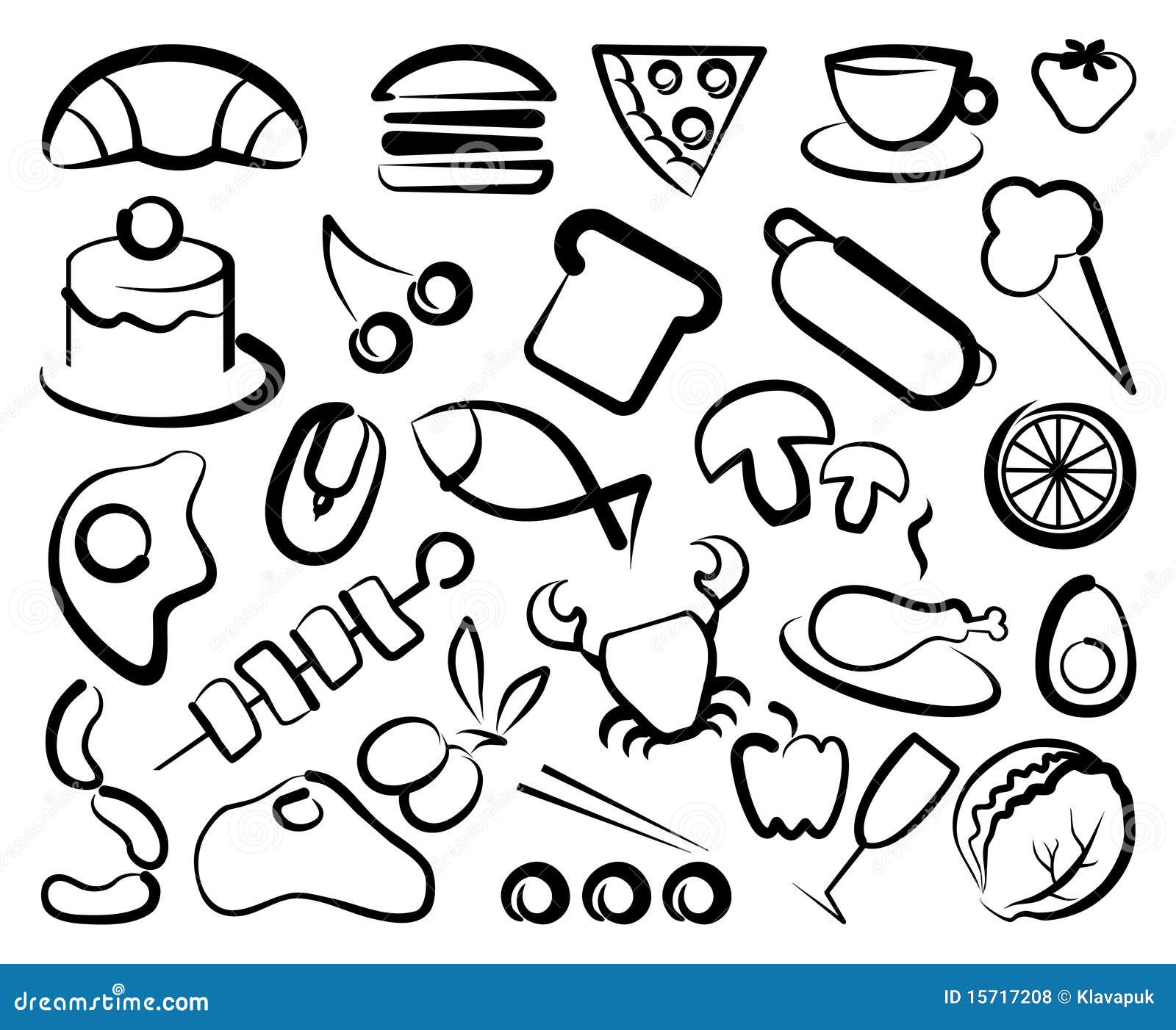 Simple icons of food stock vector. Illustration of heart - 15717208