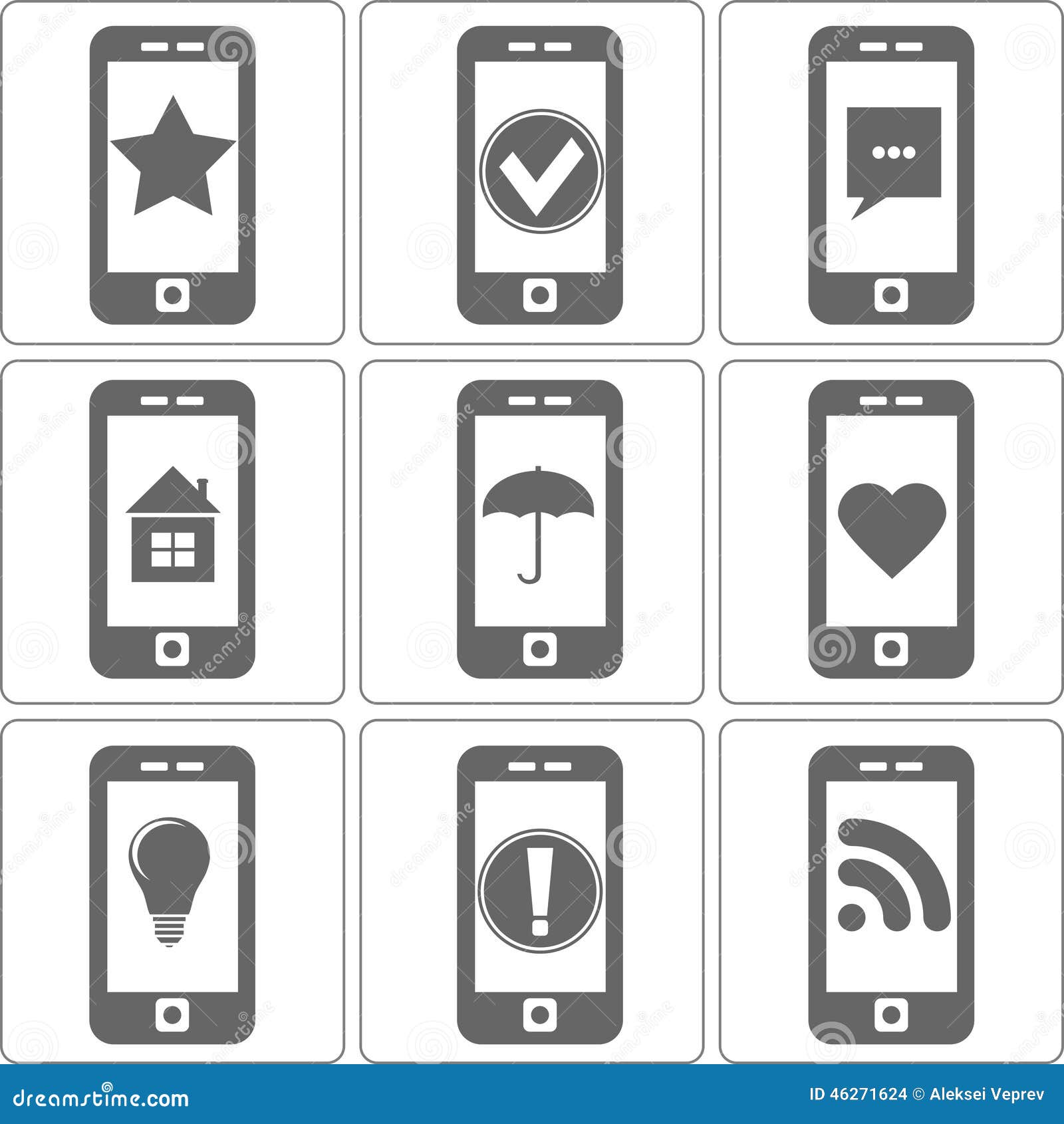 Simple Icons of Phones with Different Images, Stock Vector ...