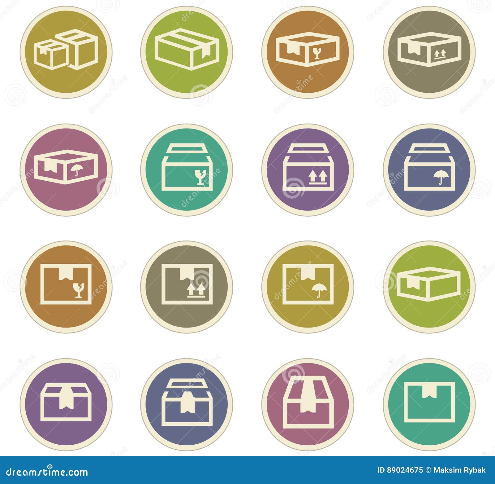 Simple icons set of box stock vector. Illustration of collection - 89024675