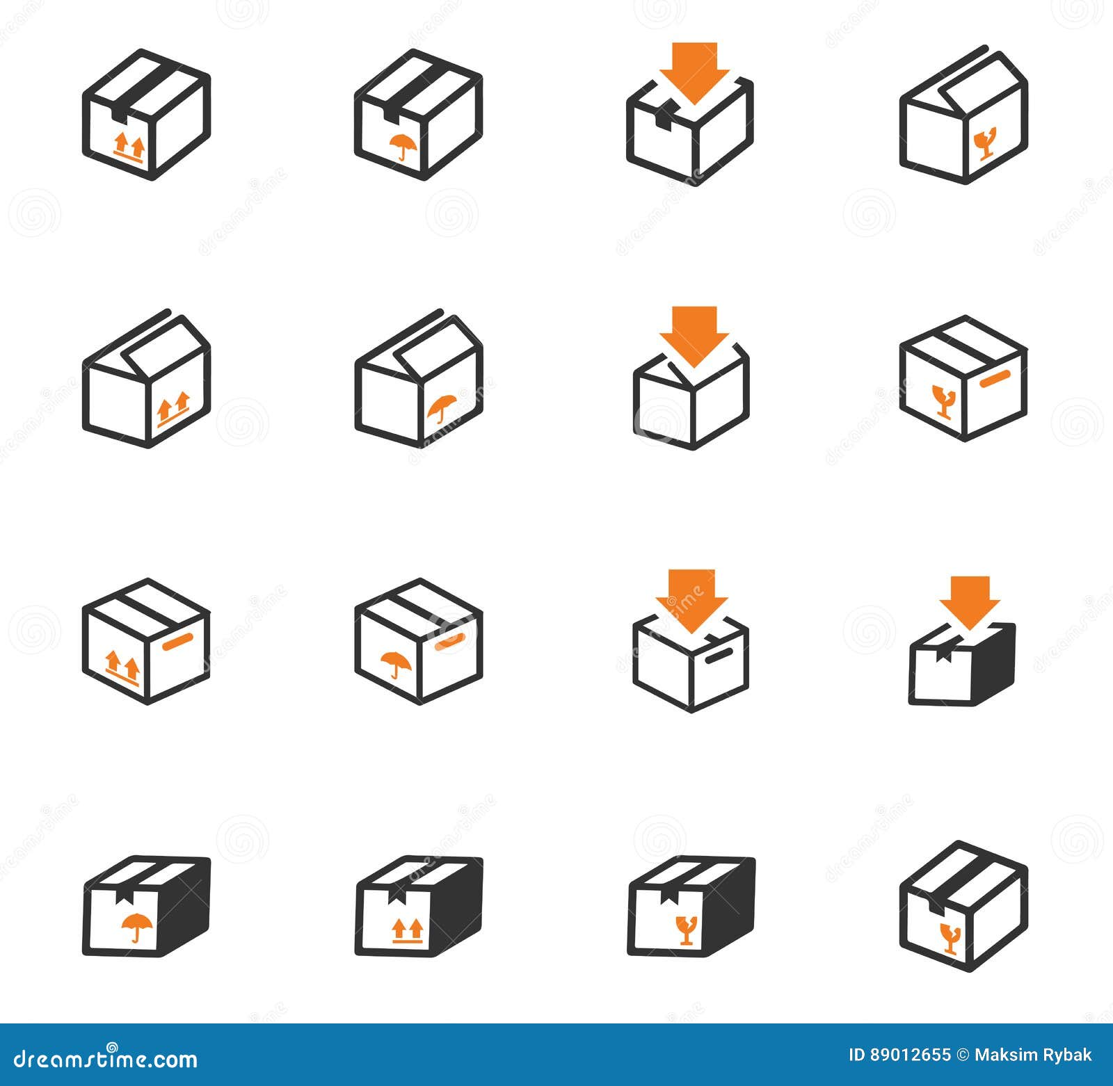 Simple icons set of box stock illustration. Illustration of support ...