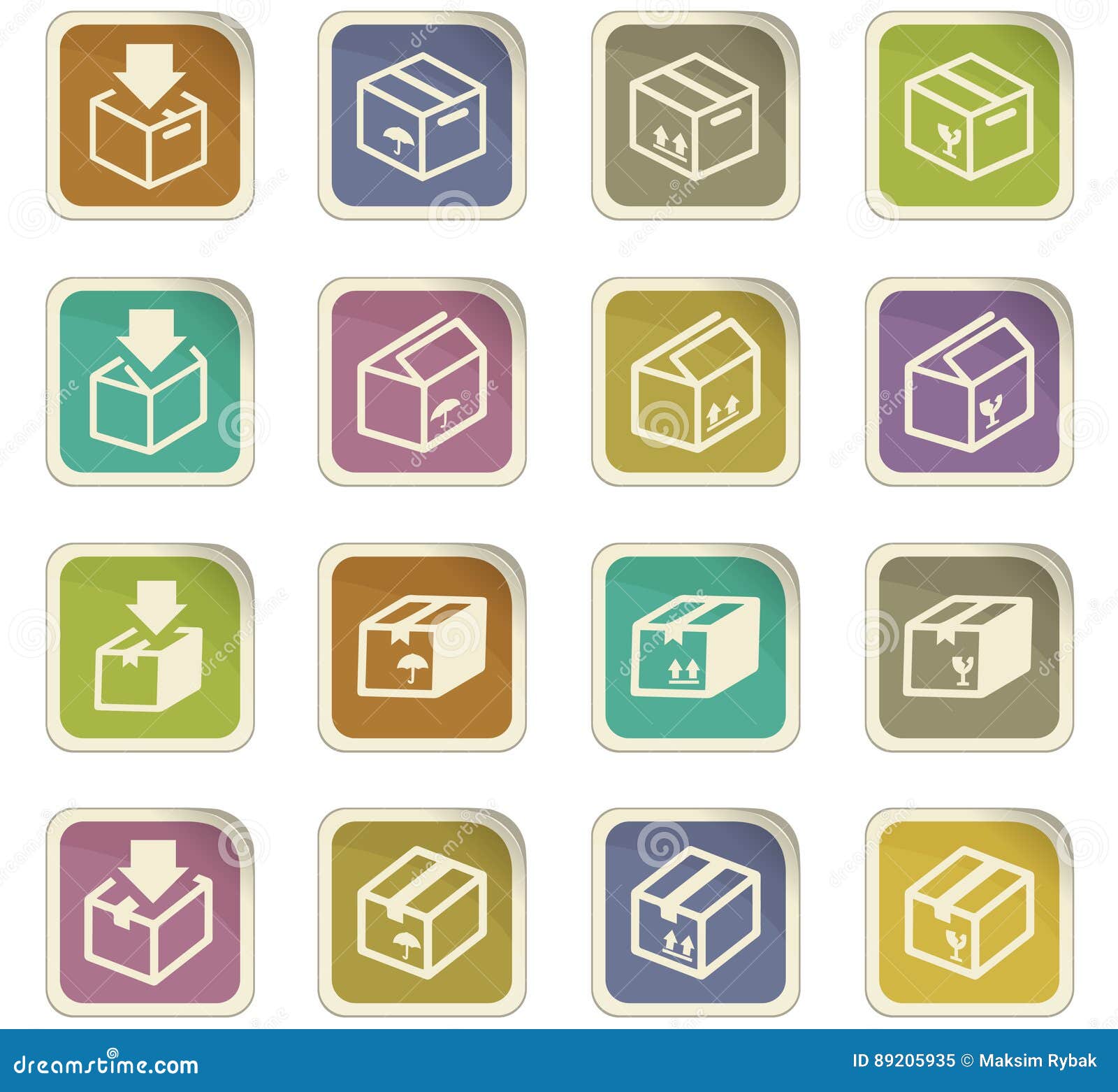 Simple icons set of box stock illustration. Illustration of button ...