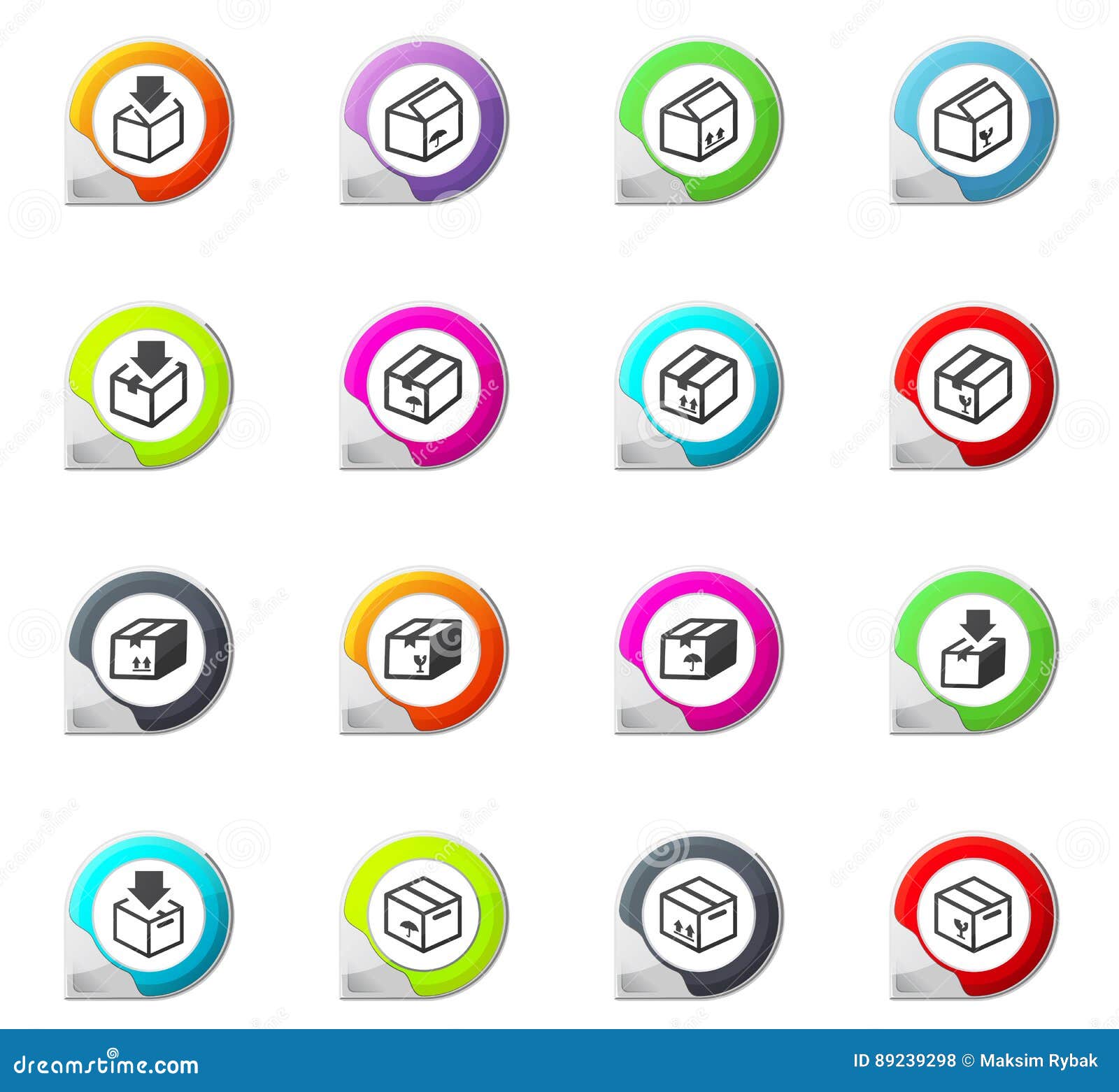 Simple icons set of box stock illustration. Illustration of silhouette ...