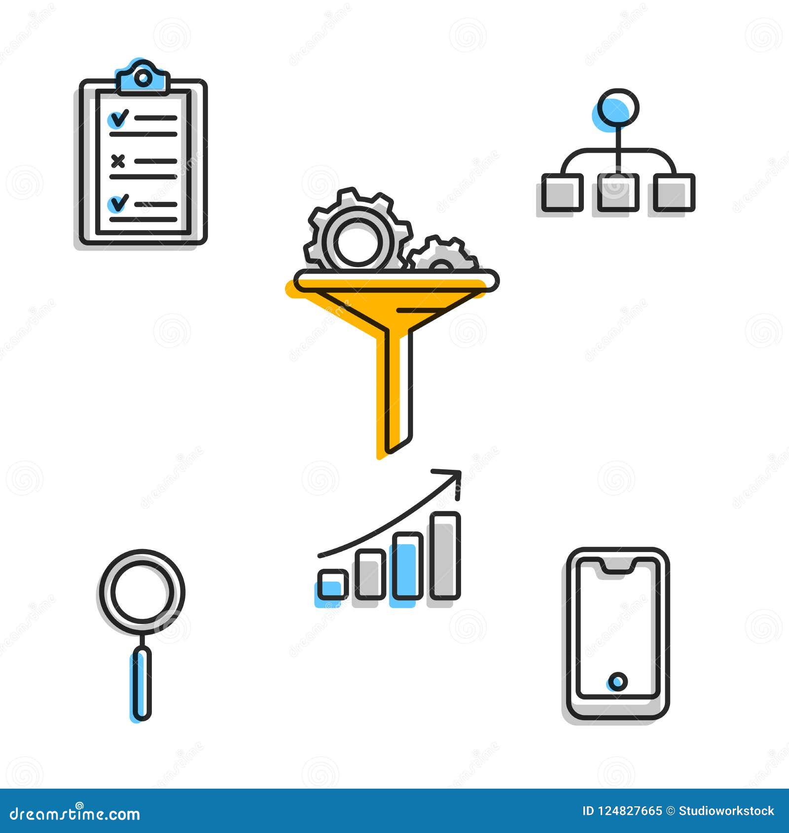 Creative Sets for Business Startup on White Stock Illustration ...