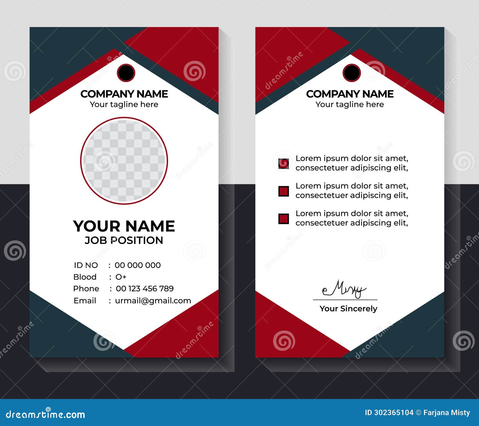 Simple Id card design. stock vector. Illustration of corporate - 302365104