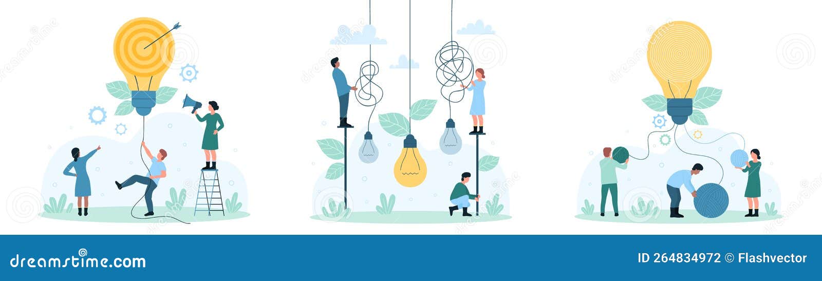 Simple Idea and Solution, Brainstorm Process Set, Tiny People Unravel ...