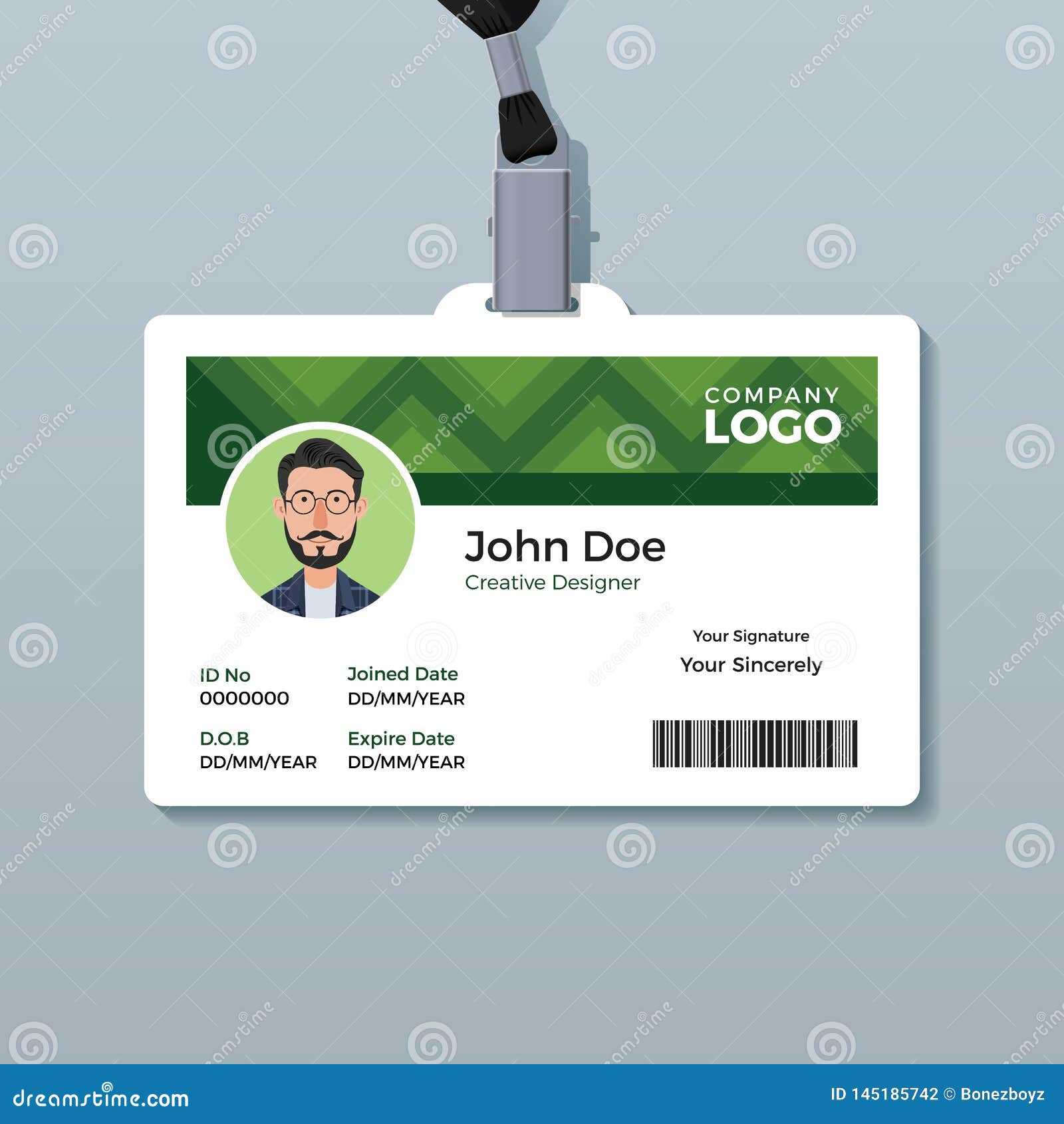 Simple Identity Card Template Stock Vector - Illustration of business ...