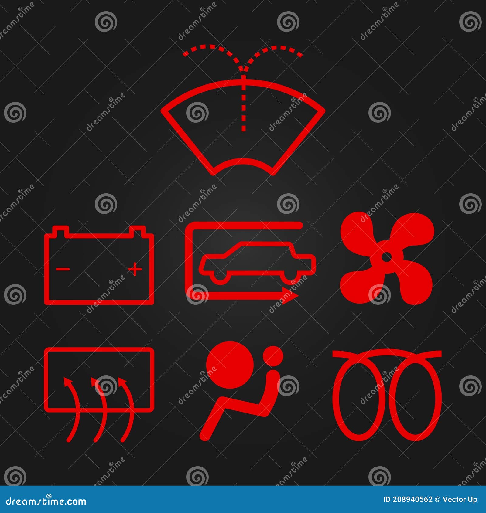 Simple Illuminated Car Dashboard. Vector Illustration. Stock Vector ...
