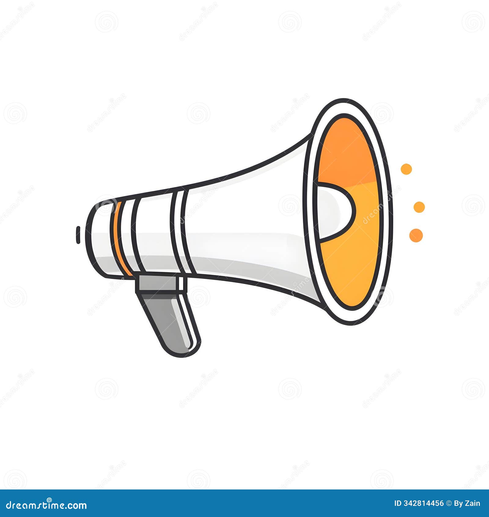 Simple Illustrated Megaphone Icon in Orange and Black White Background ...