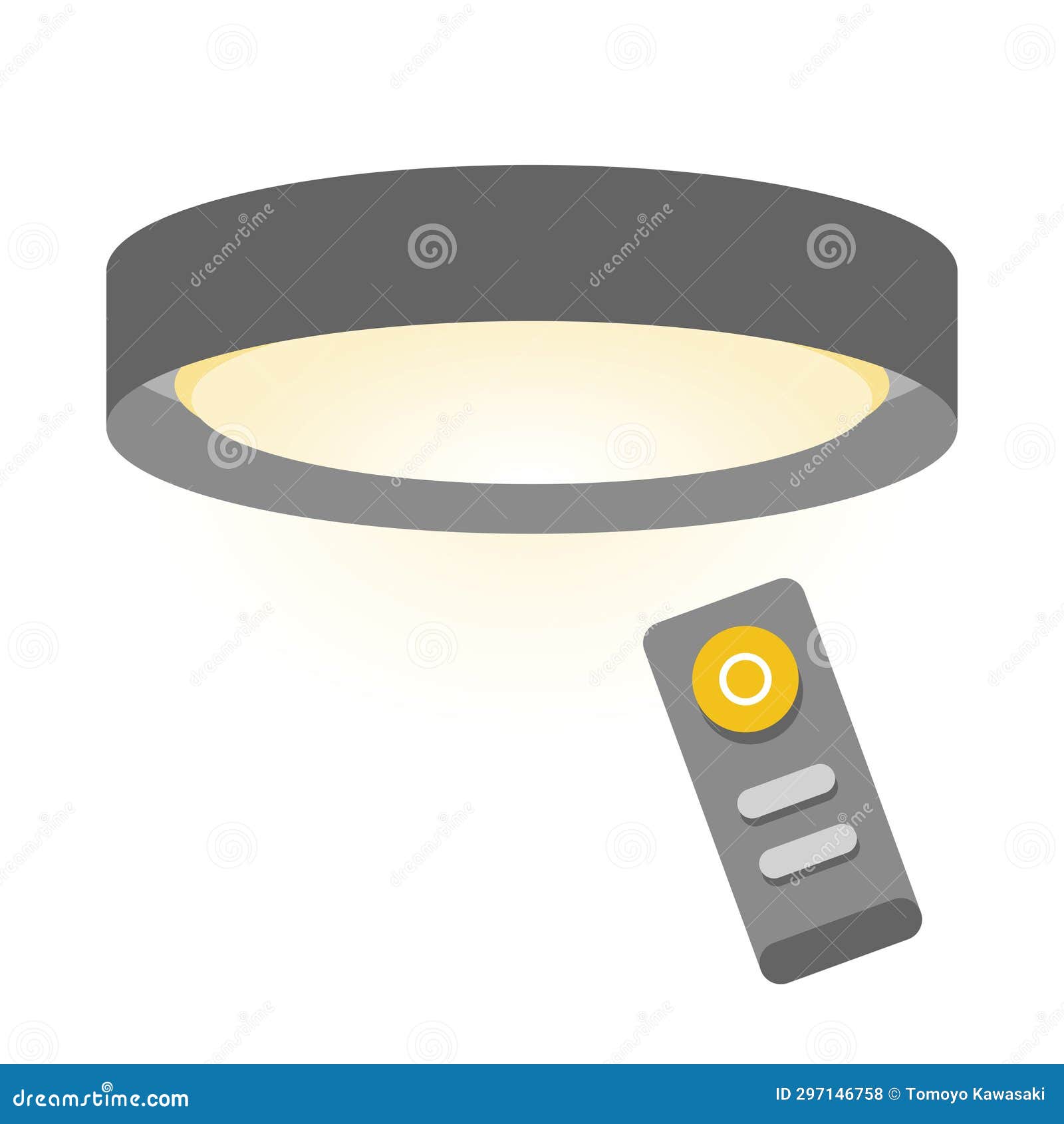 Simple Illustration _ Black Ceiling Light, Half Light, Remote Control ...