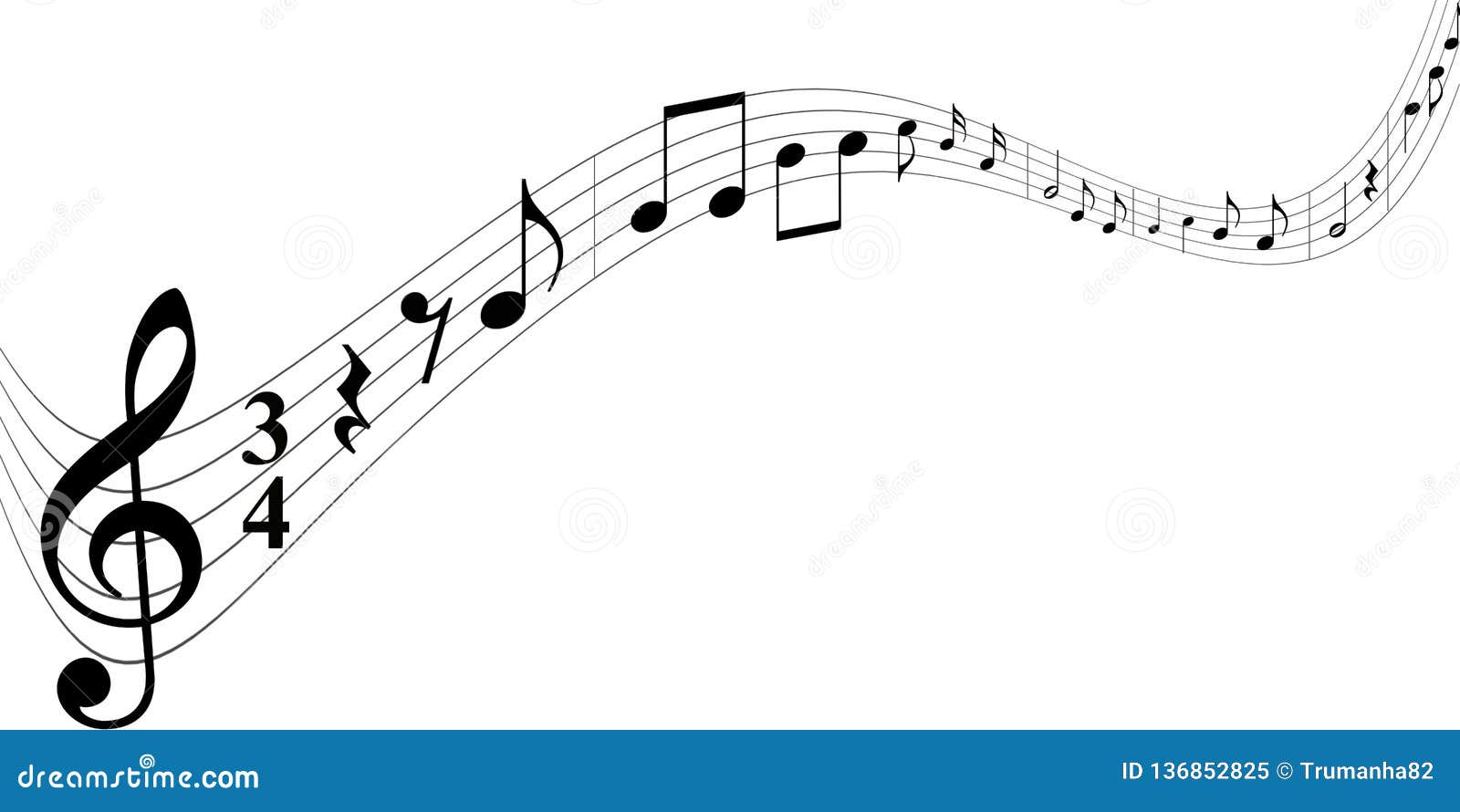 Black Music Notes in White Background Stock Illustration - Illustration ...