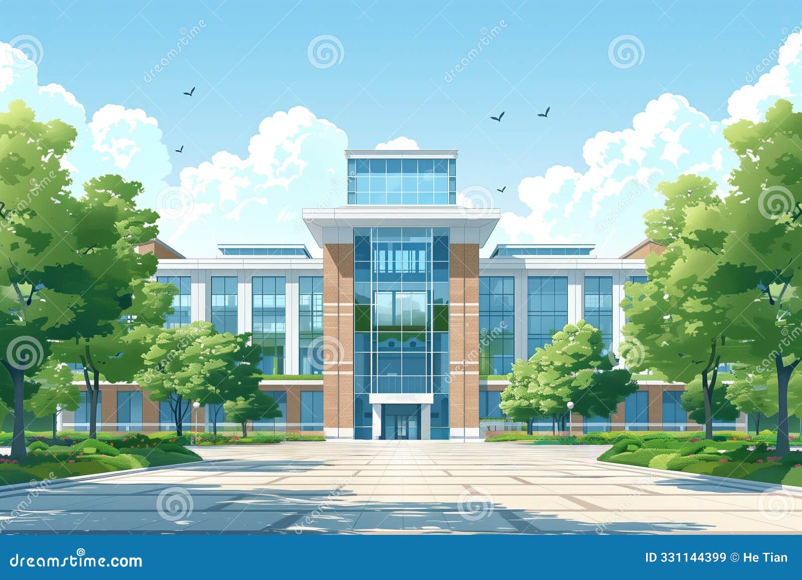 Simple Illustration of Campus Teaching Building Stock Illustration ...
